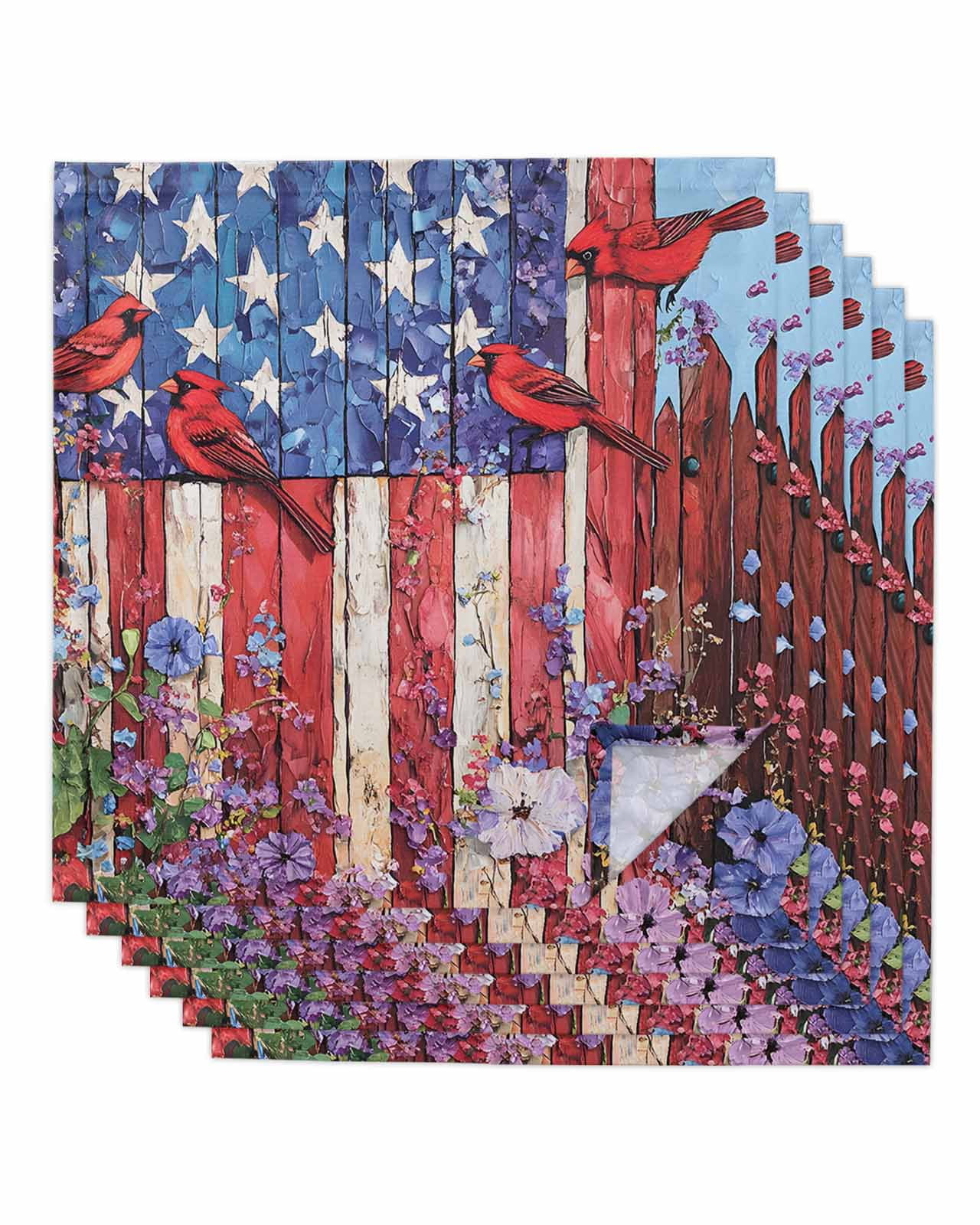 nqOlkjepod American Flag Cloth Napkins Set of 6 Reusable Dinner Napkins ...