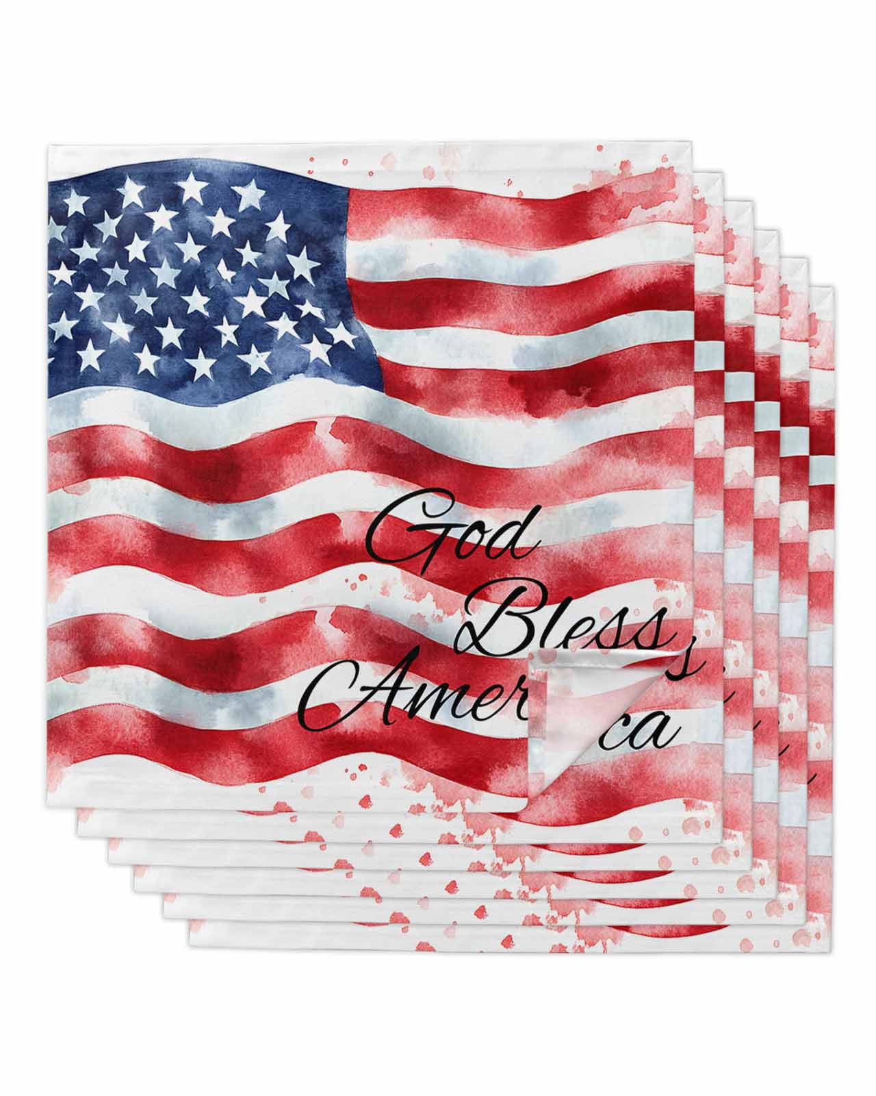 nqOlkjepod American Flag Cloth Napkins Set of 6 Reusable Dinner Napkins ...