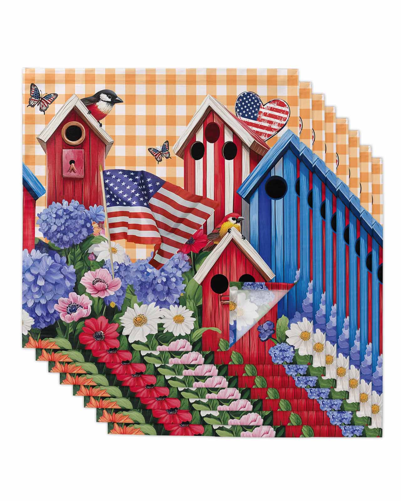 nqOlkjepod American Flag Cloth Napkins Set of 8 Reusable Dinner Napkins ...
