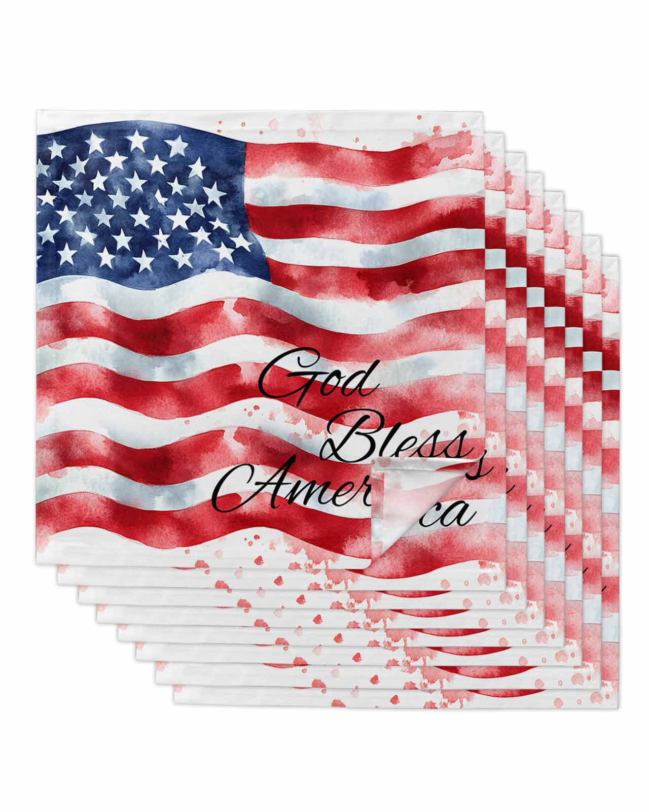 nqOlkjepod American Flag Cloth Napkins Set of 8 Reusable Dinner Napkins ...