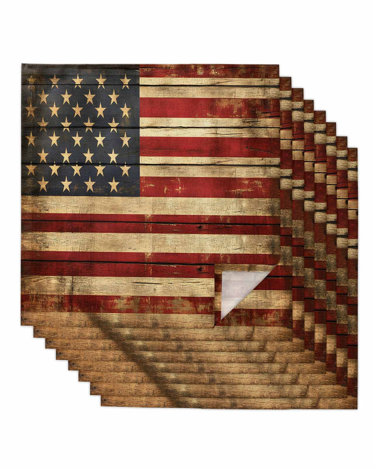 nqOlkjepod American Flag Cloth Napkins Set of 8 Reusable Dinner Napkins ...