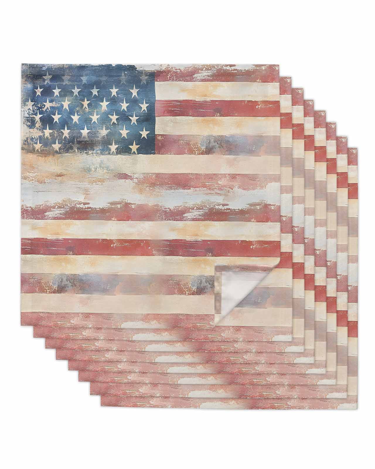 nqOlkjepod American Flag Cloth Napkins Set of 8 Reusable Dinner Napkins ...