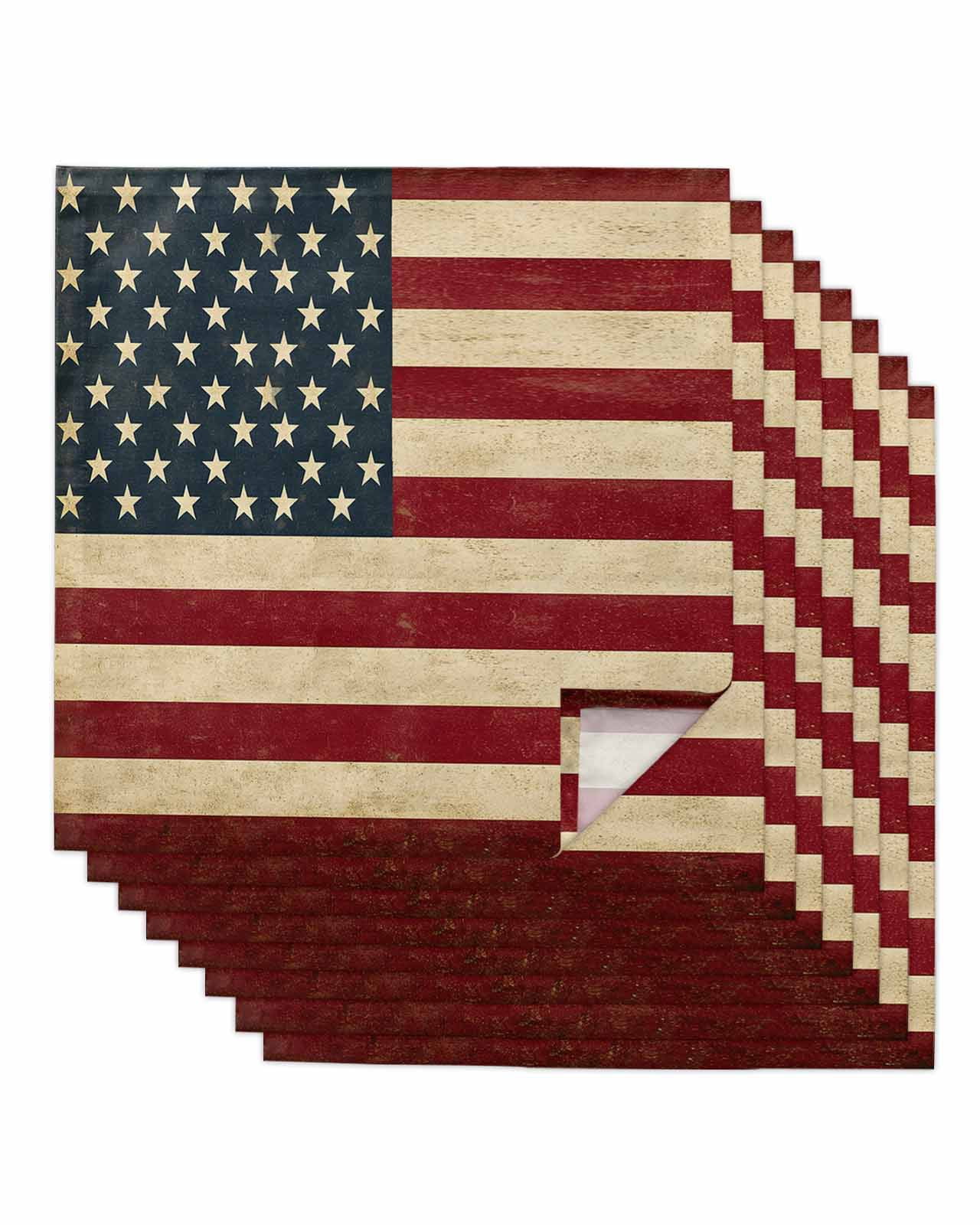 nqOlkjepod American Flag Cloth Napkins Set of 8 Reusable Dinner Napkins ...
