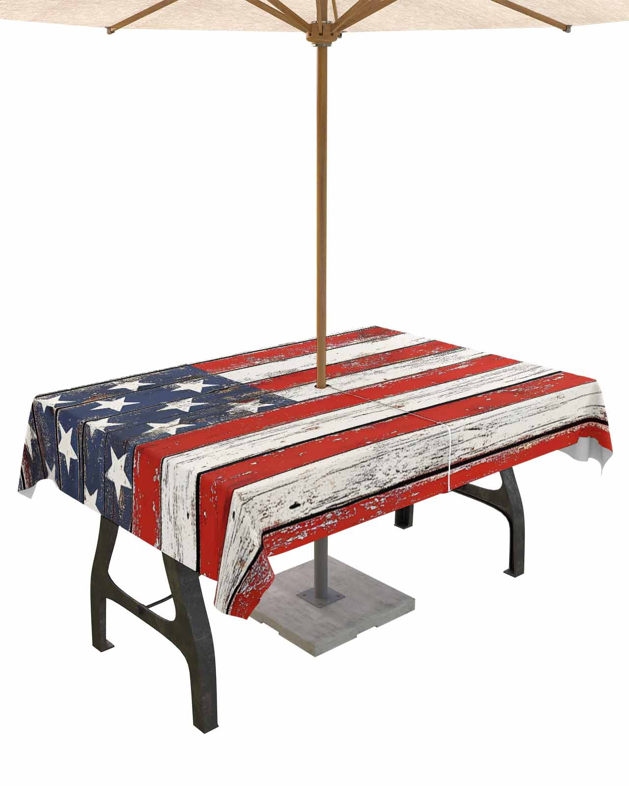 nqOlkjepod American Flag Outdoor Tablecloth with Umbrella Hole & Zipper ...