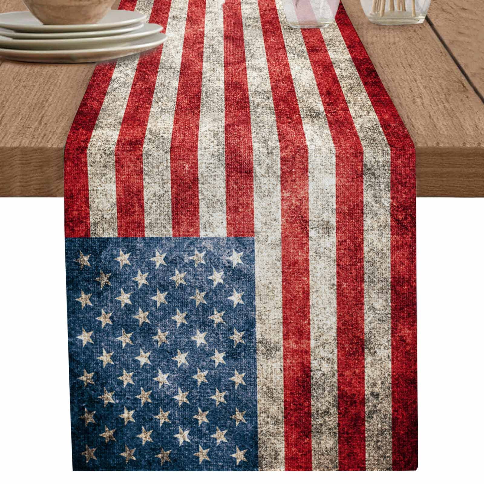 nqOlkjepod American Flag Table Runner 48 Inches Long Farmhouse Dress ...