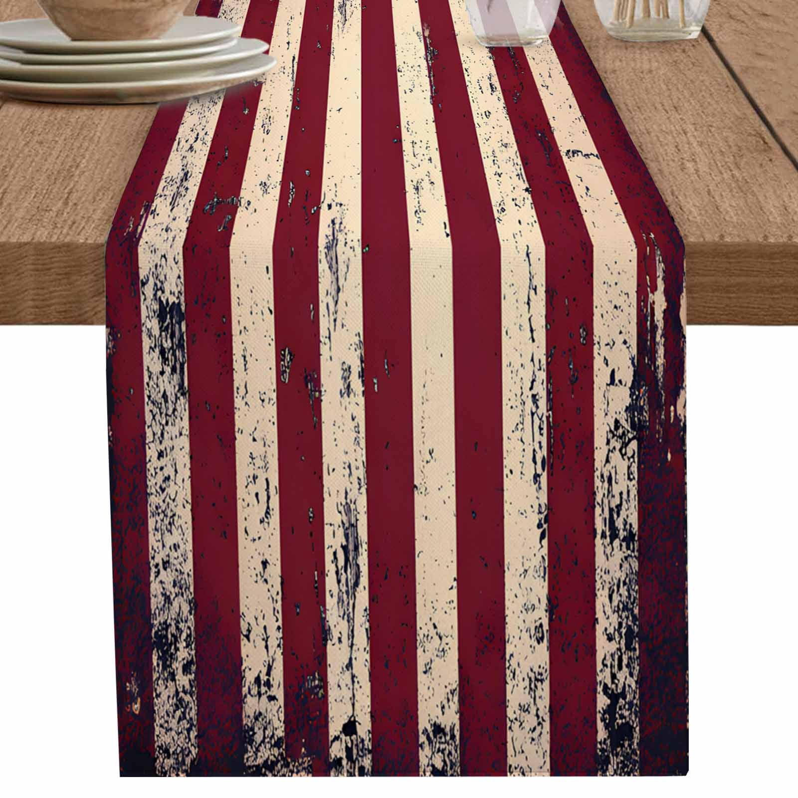 nqOlkjepod American Flag Vintage Table Runner 72 Inches Long Farmhouse ...