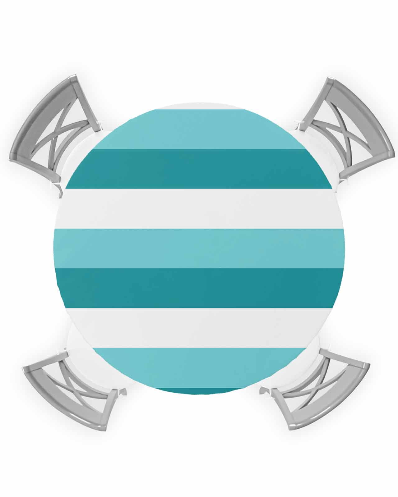 nqOlkjepod Aqua Teal White Striped Round Tablecloth, Fitted Table Cover ...