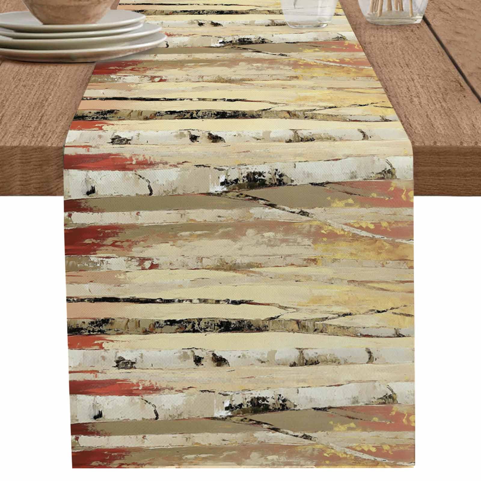 nqOlkjepod Autumn Branch Trees Table Runner 108 Inches Long Farmhouse ...