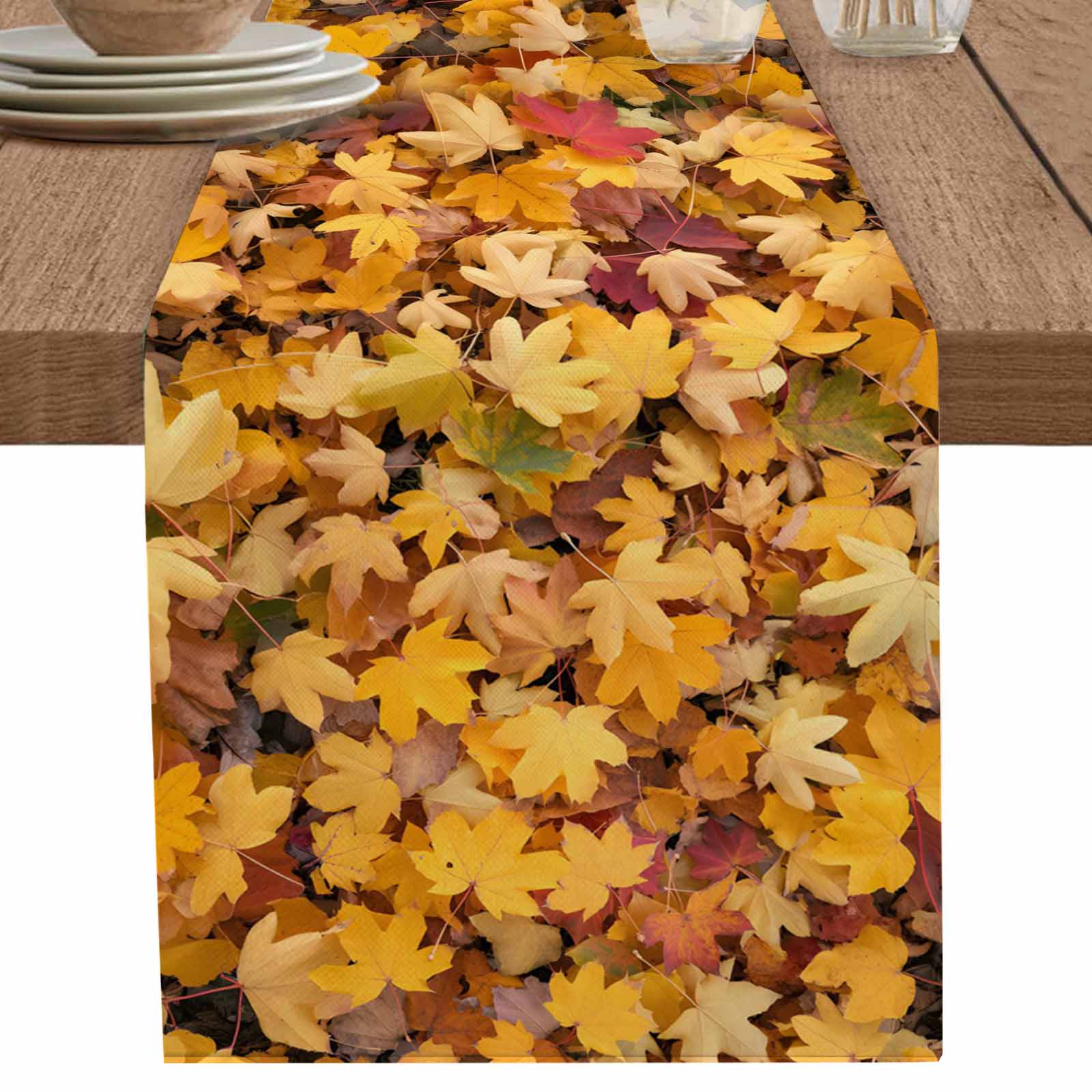 nqOlkjepod Autumn Maple Leaves Table Runner 108 Inches Long Farmhouse ...