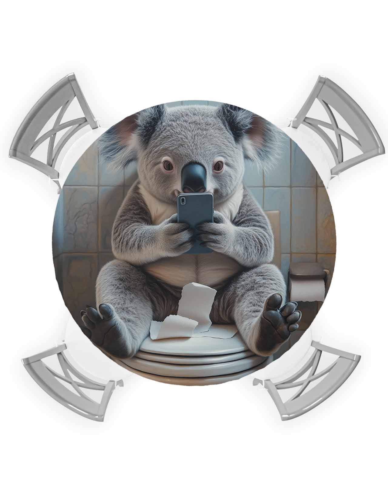 nqOlkjepod Bathroom Koala Round Tablecloth, Fitted Table Cover with ...
