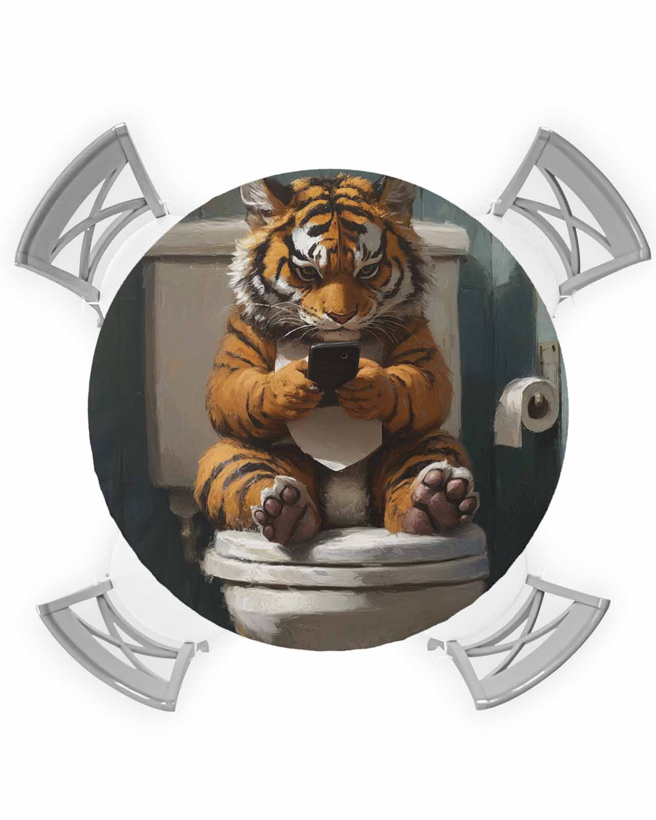 nqOlkjepod Bathroom Tiger Round Tablecloth, Fitted Table Cover with ...
