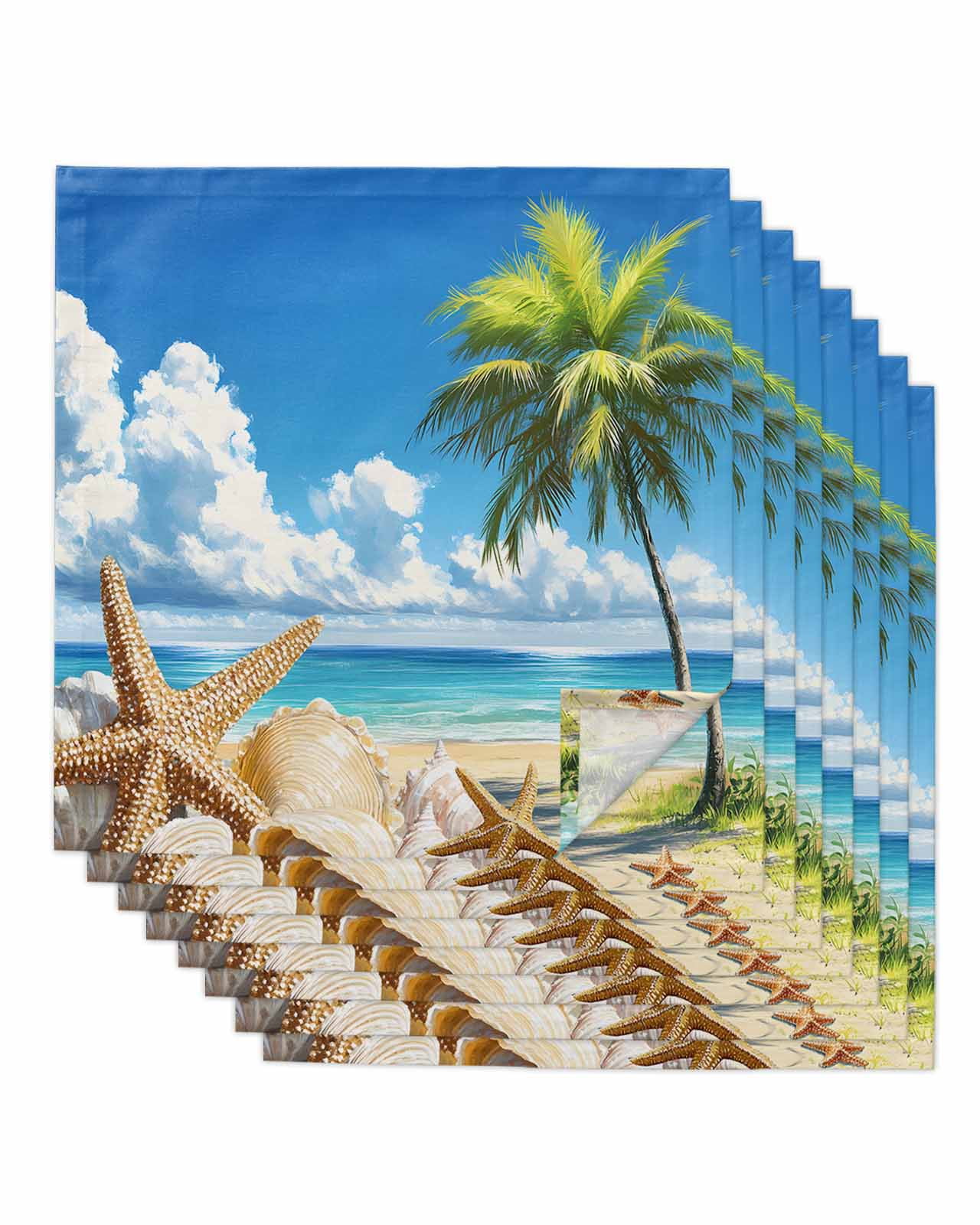 nqOlkjepod Beach Blue Cloth Napkins Set of 8 Reusable Dinner Napkins ...