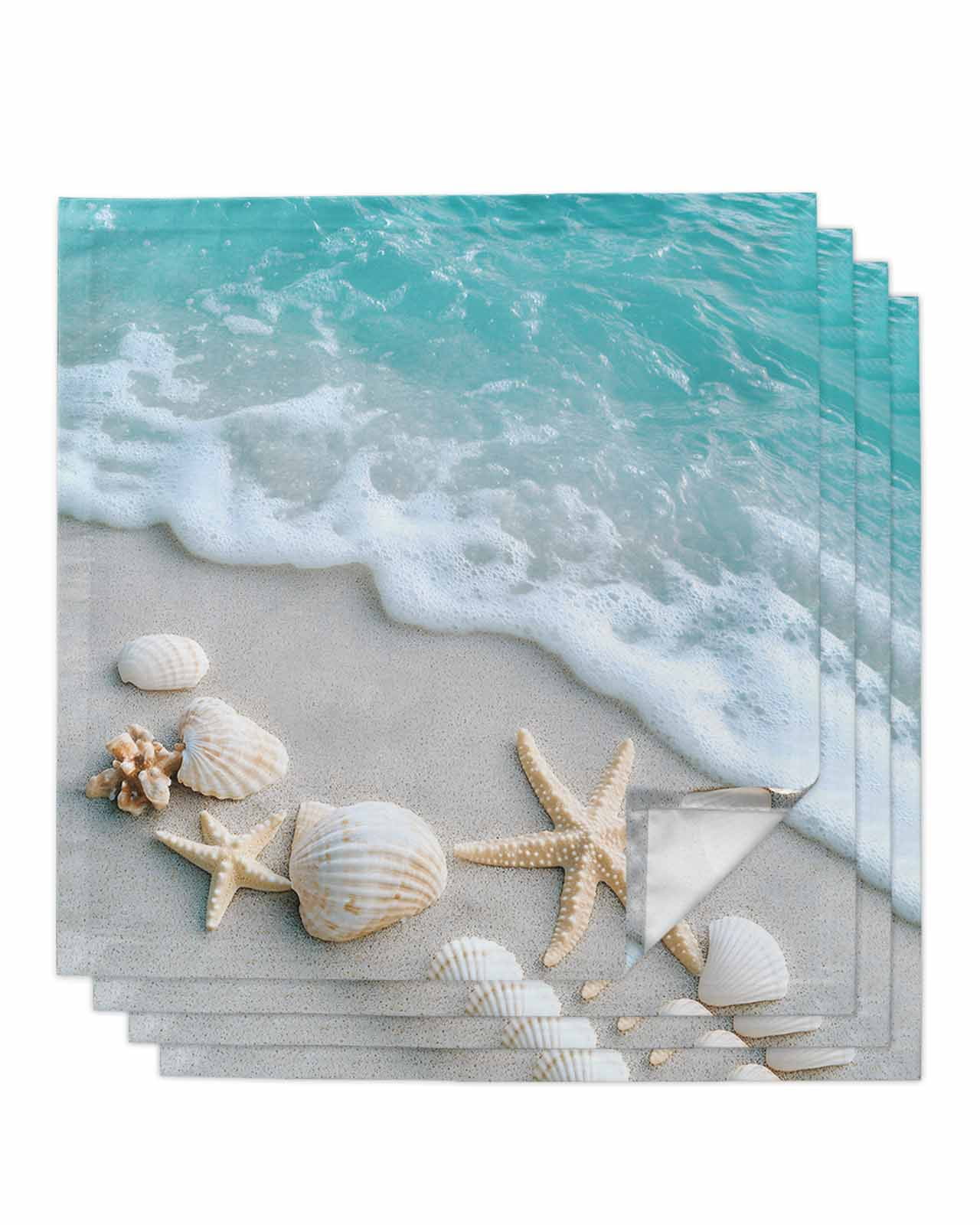 nqOlkjepod Beach Coastal Cloth Napkins Set of 4 Reusable Dinner Napkins ...