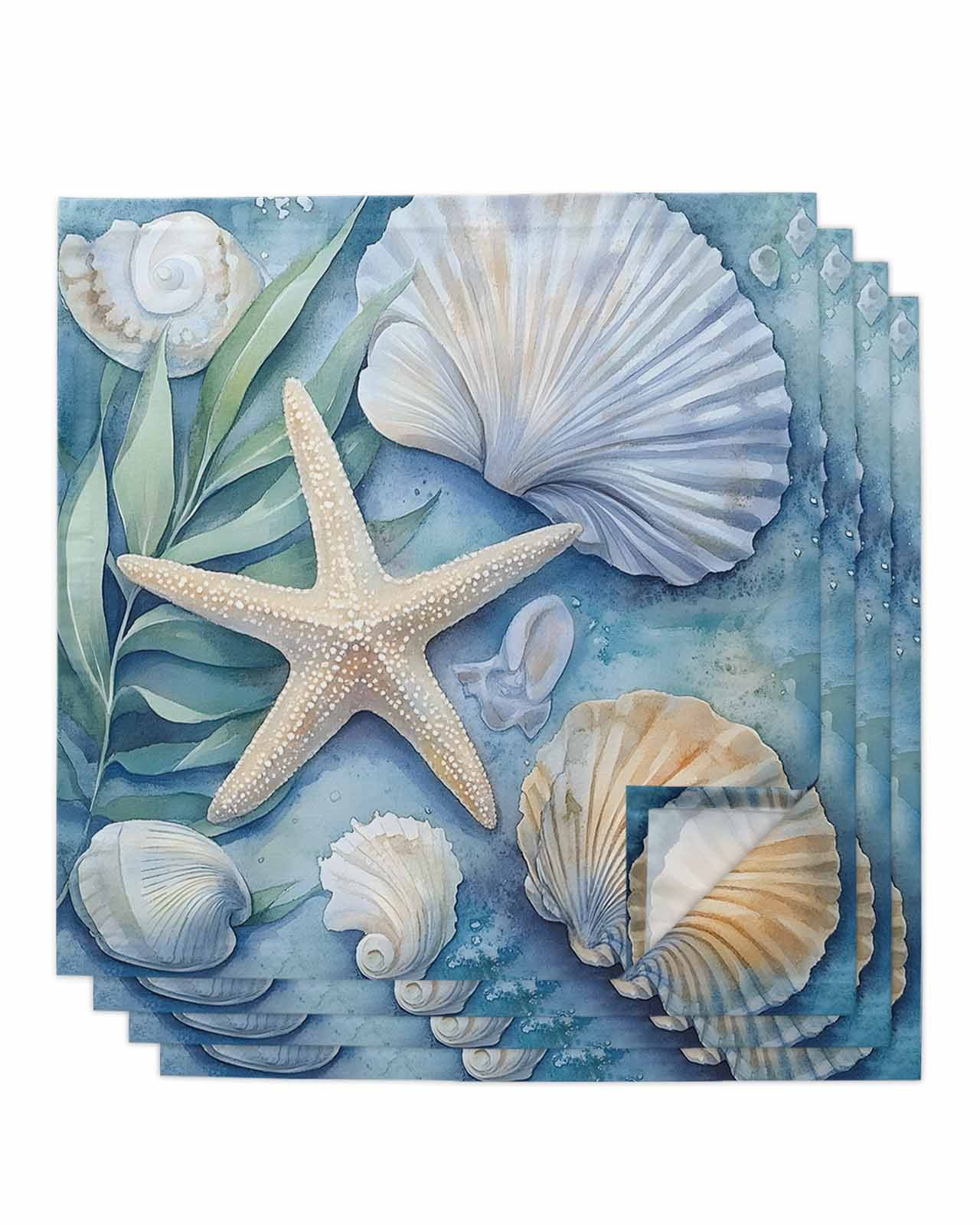 nqOlkjepod Beach Coastal Cloth Napkins Set of 4 Reusable Dinner Napkins ...