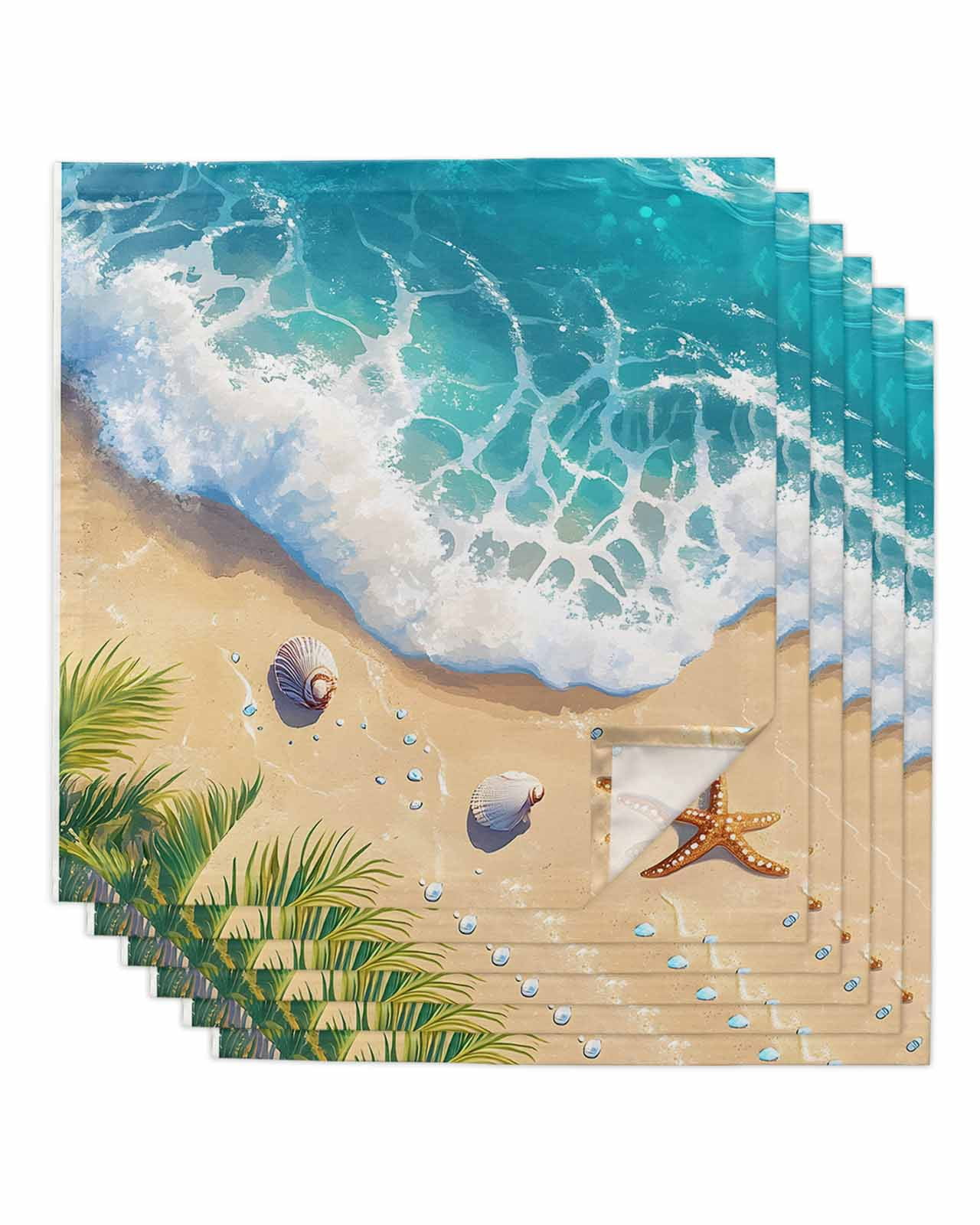 nqOlkjepod Beach Coastal Cloth Napkins Set of 6 Reusable Dinner Napkins ...