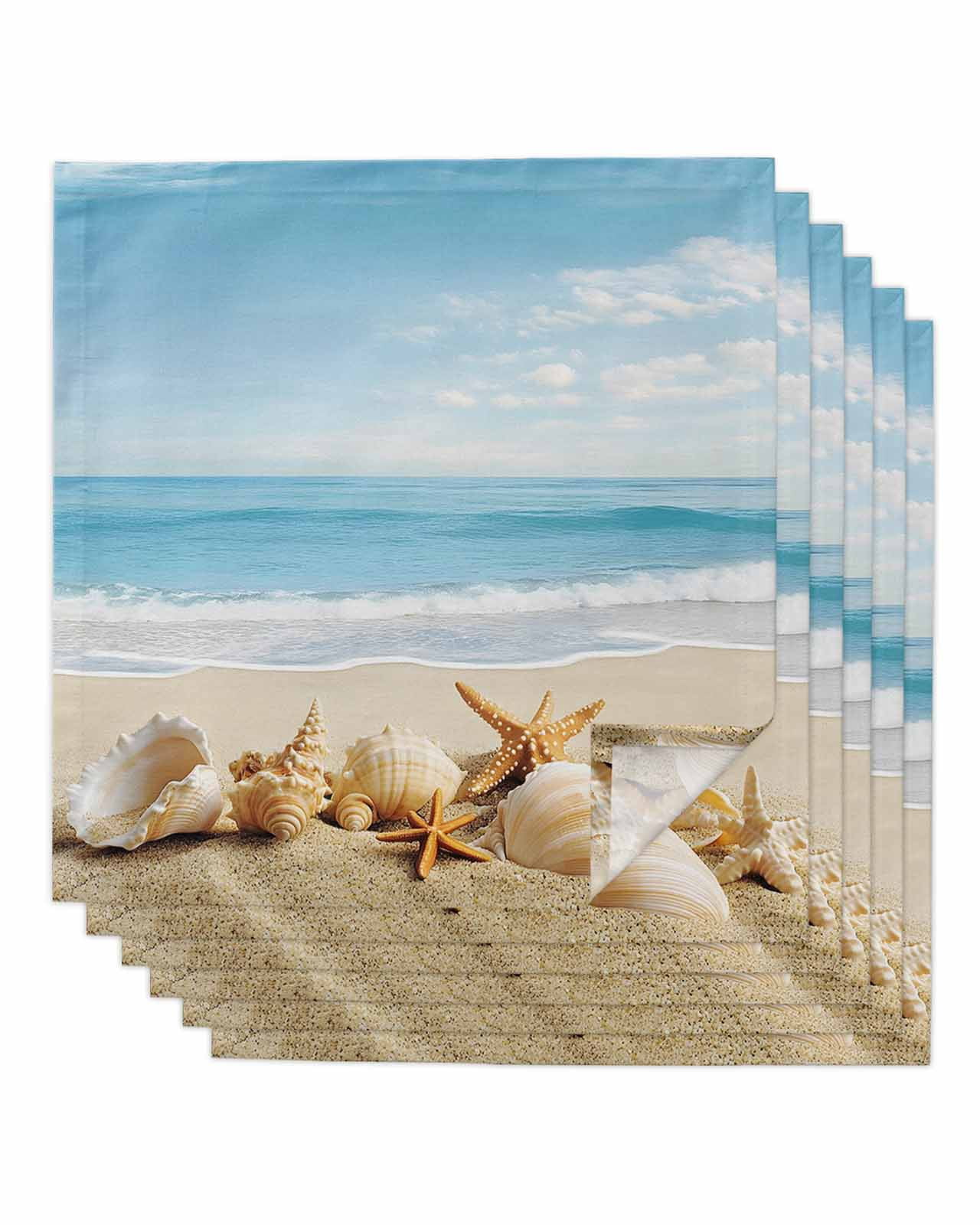 nqOlkjepod Beach Coastal Cloth Napkins Set of 6 Reusable Dinner Napkins ...