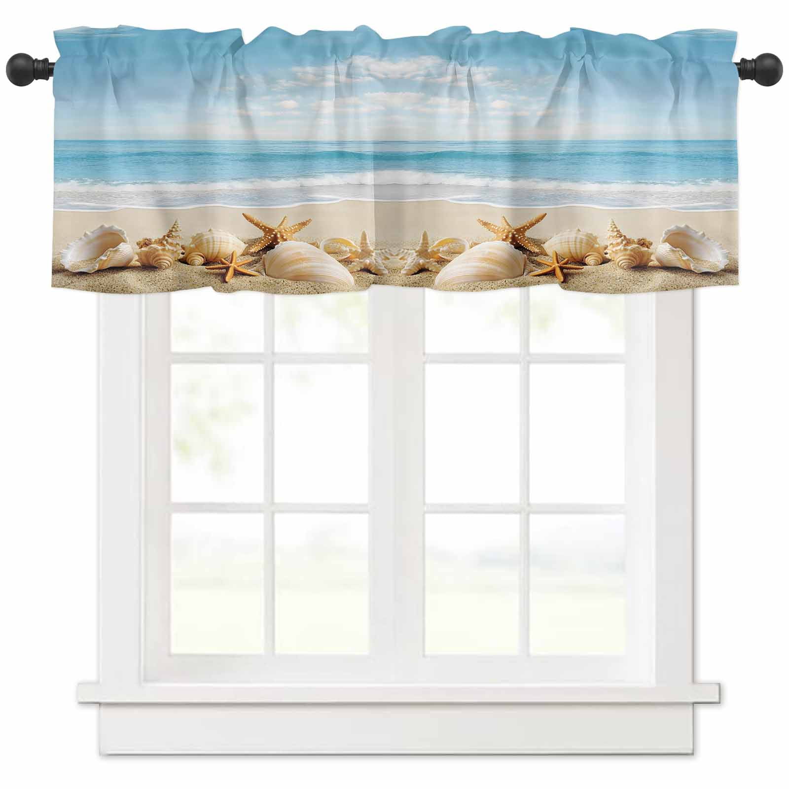 nqOlkjepod Beach Coastal Farmhouse Short Window Curtain Valances ...