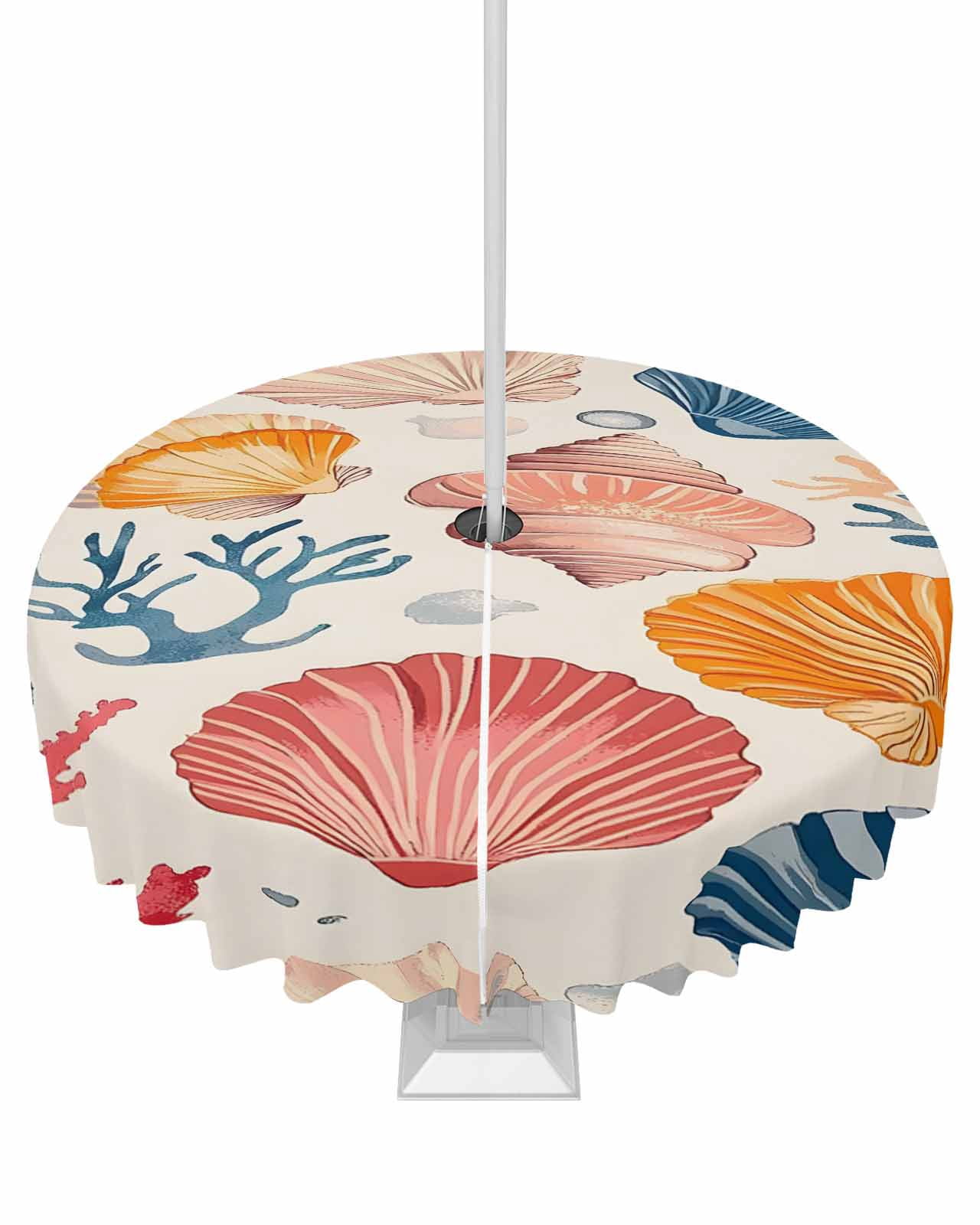 nqOlkjepod Beach Coastal Outdoor Tablecloth with Umbrella Hole & Zipper ...