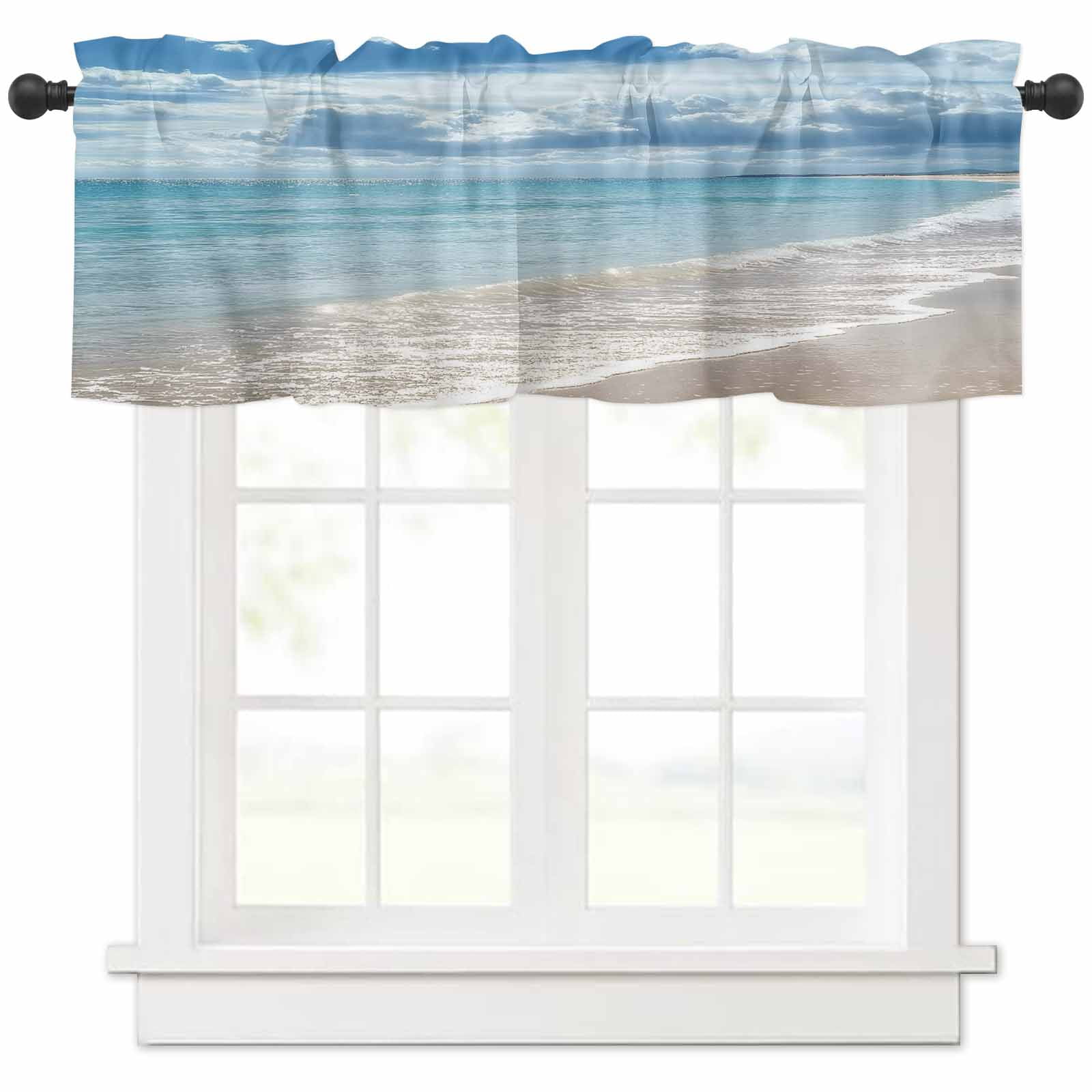 nqOlkjepod Beach Ocean Farmhouse Short Window Curtain Valances, Summer ...