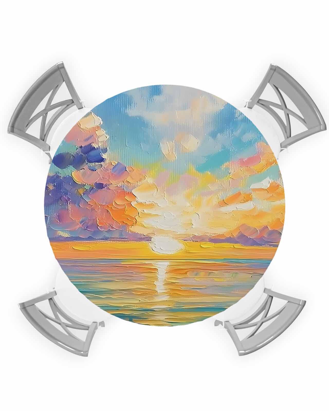 nqOlkjepod Beach Sky Round Tablecloth, Fitted Table Cover with Elastic ...