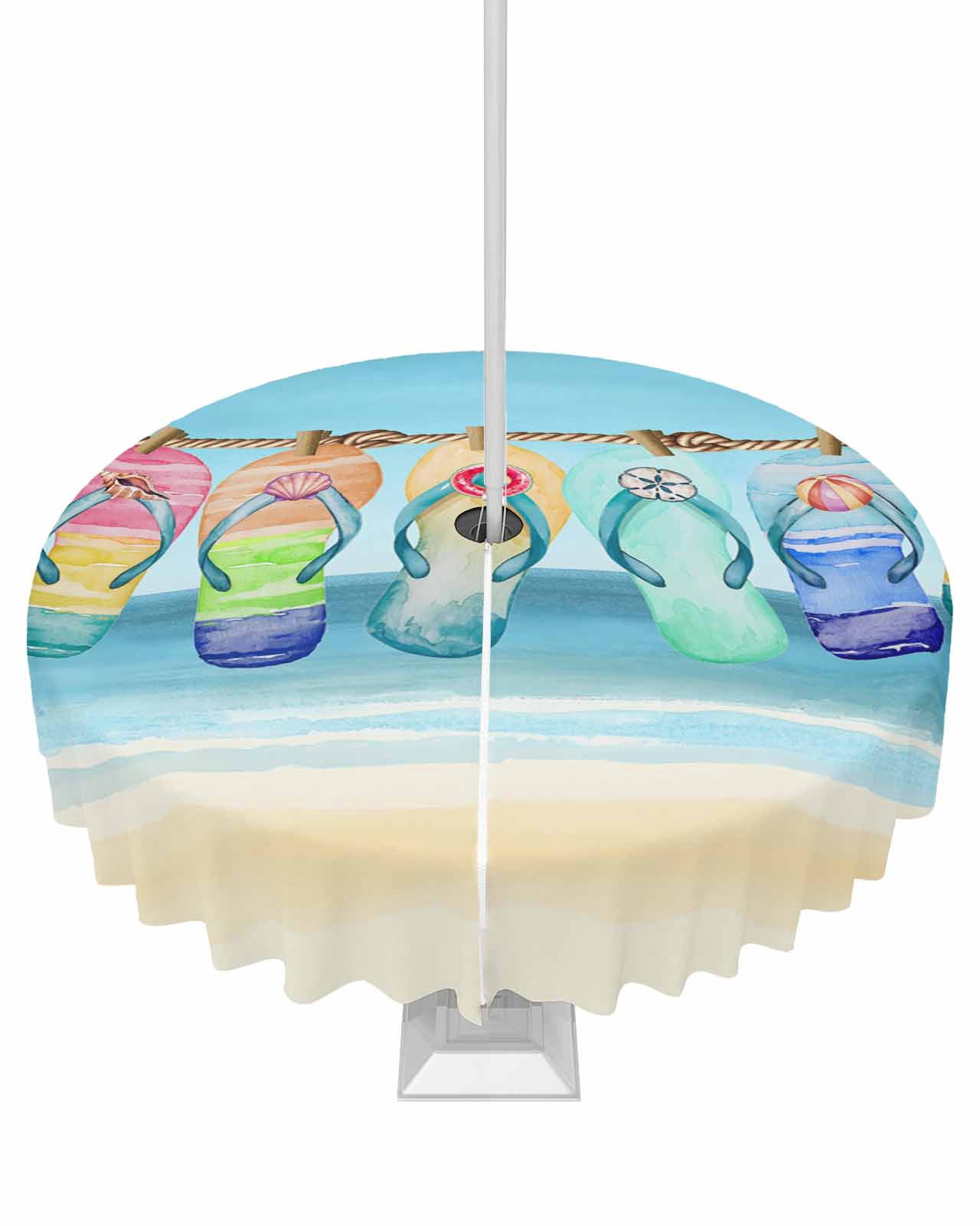 nqOlkjepod Beach Slippers Outdoor Tablecloth with Umbrella Hole ...
