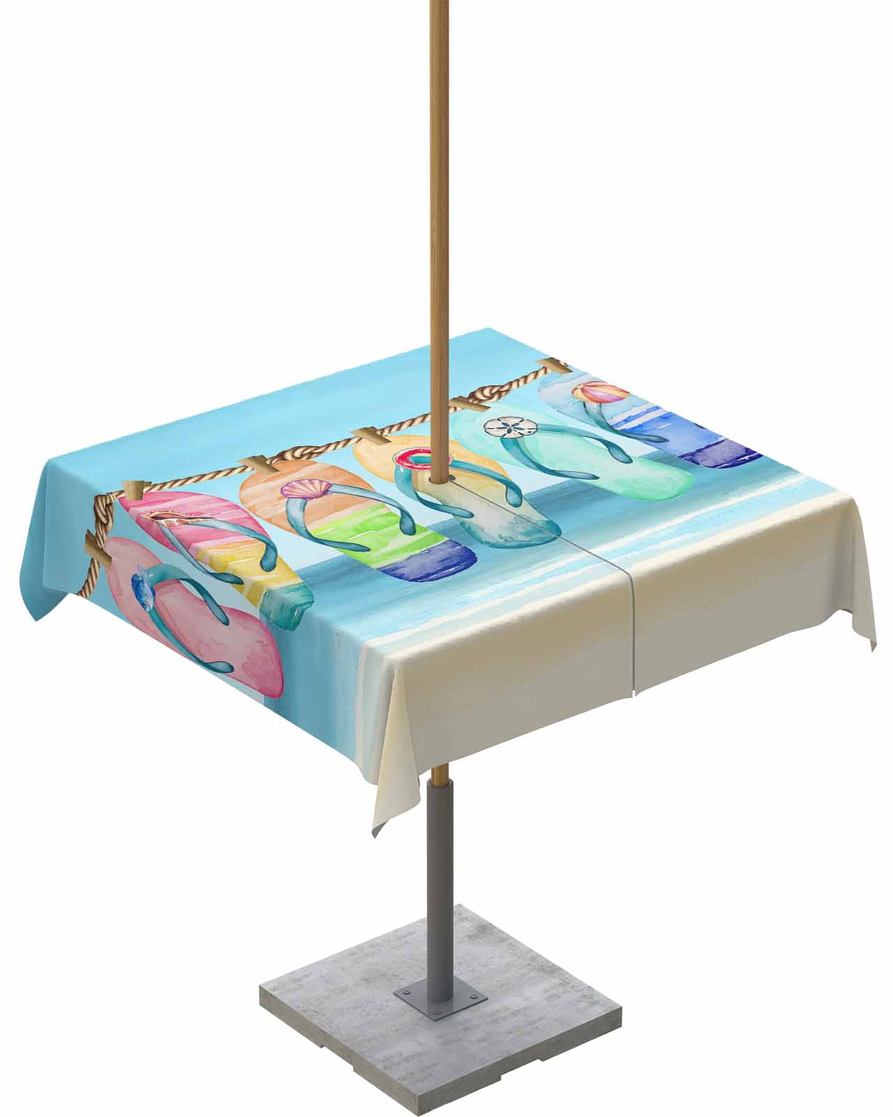 nqOlkjepod Beach Slippers Outdoor Tablecloth with Umbrella Hole ...