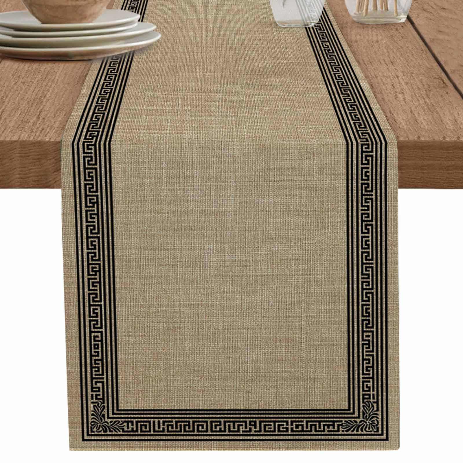 nqOlkjepod Black Brown Retro Greek Key Table Runner 120 Inches Long ...