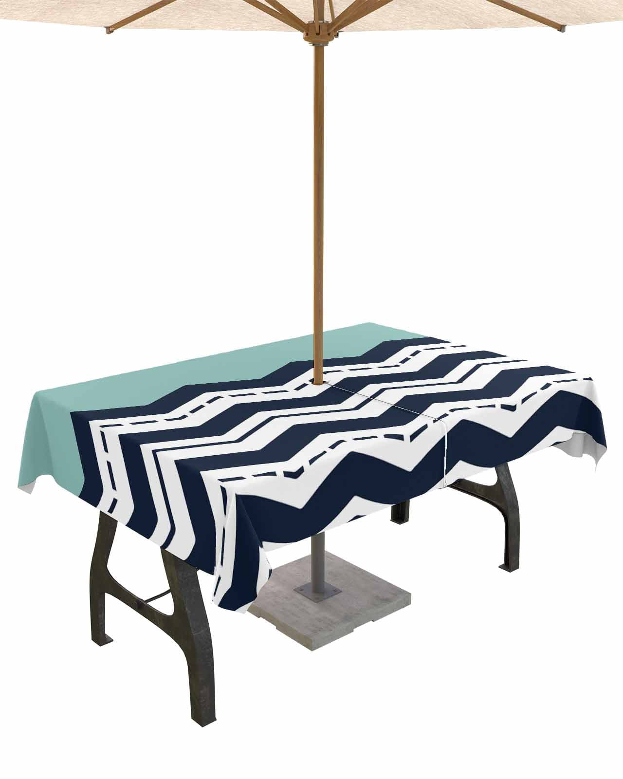 nqOlkjepod Black Chevron Outdoor Tablecloth with Umbrella Hole & Zipper ...