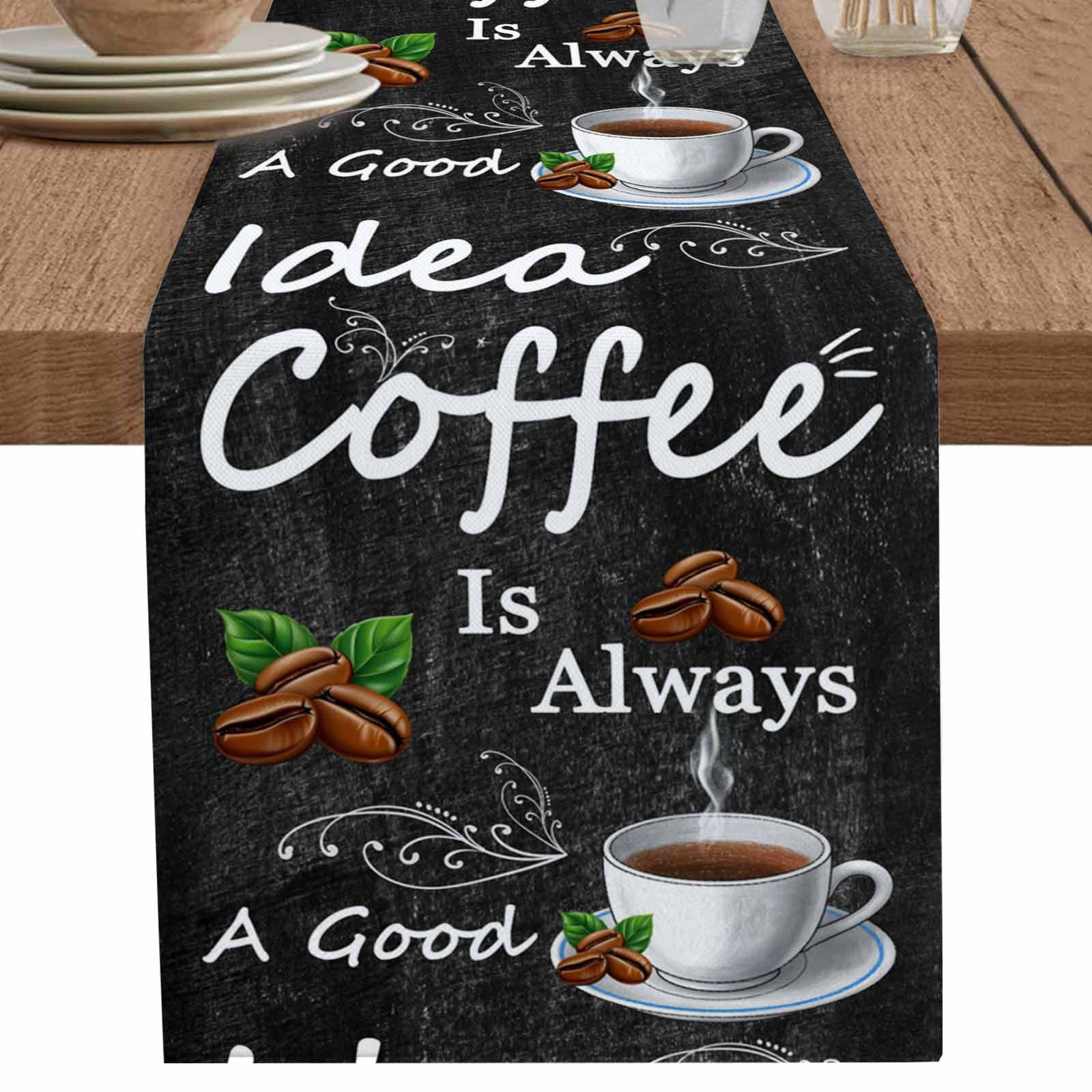 nqOlkjepod Black Coffee Vintage Table Runner 72 Inches Long Farmhouse ...