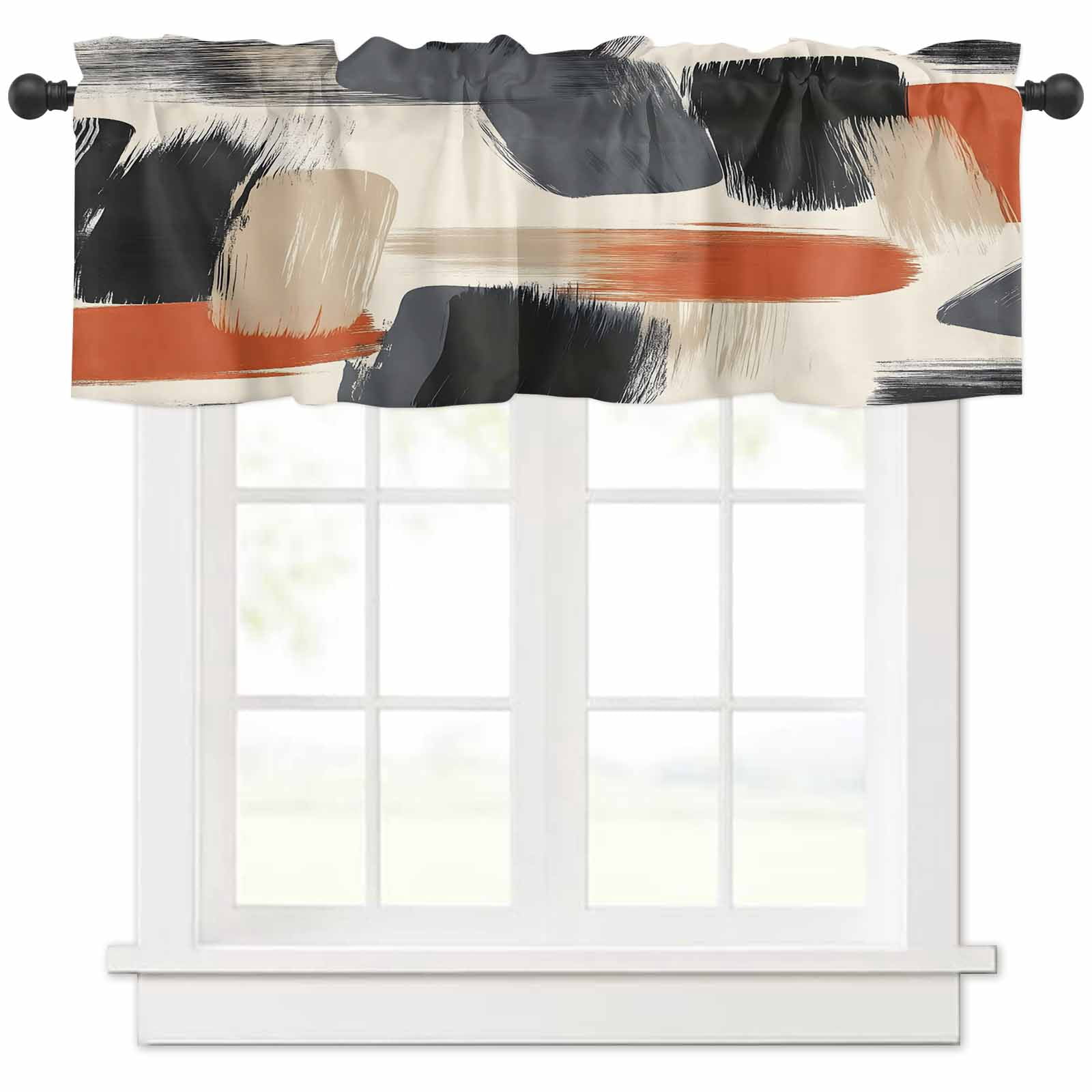 nqOlkjepod Black Geometric Farmhouse Short Window Curtain Valances ...