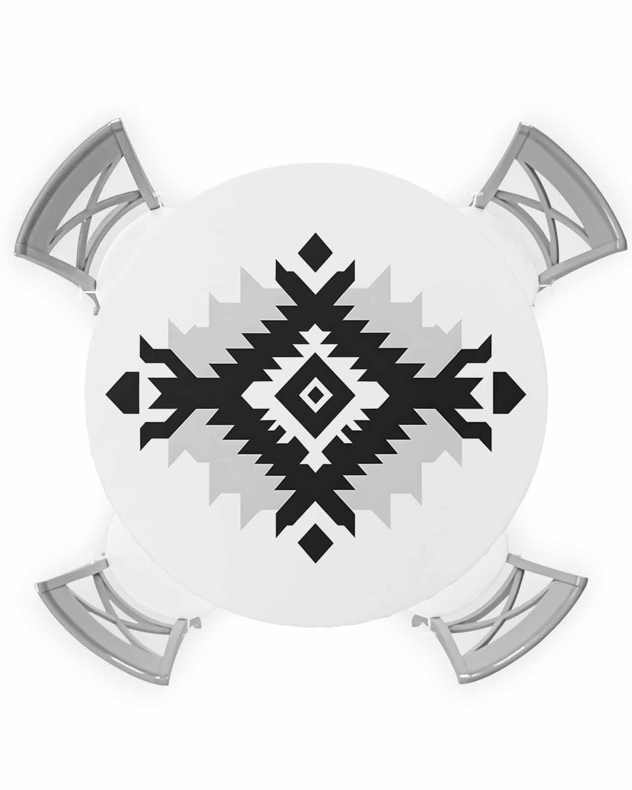 nqOlkjepod Black Grey Boho Round Tablecloth, Fitted Table Cover with ...