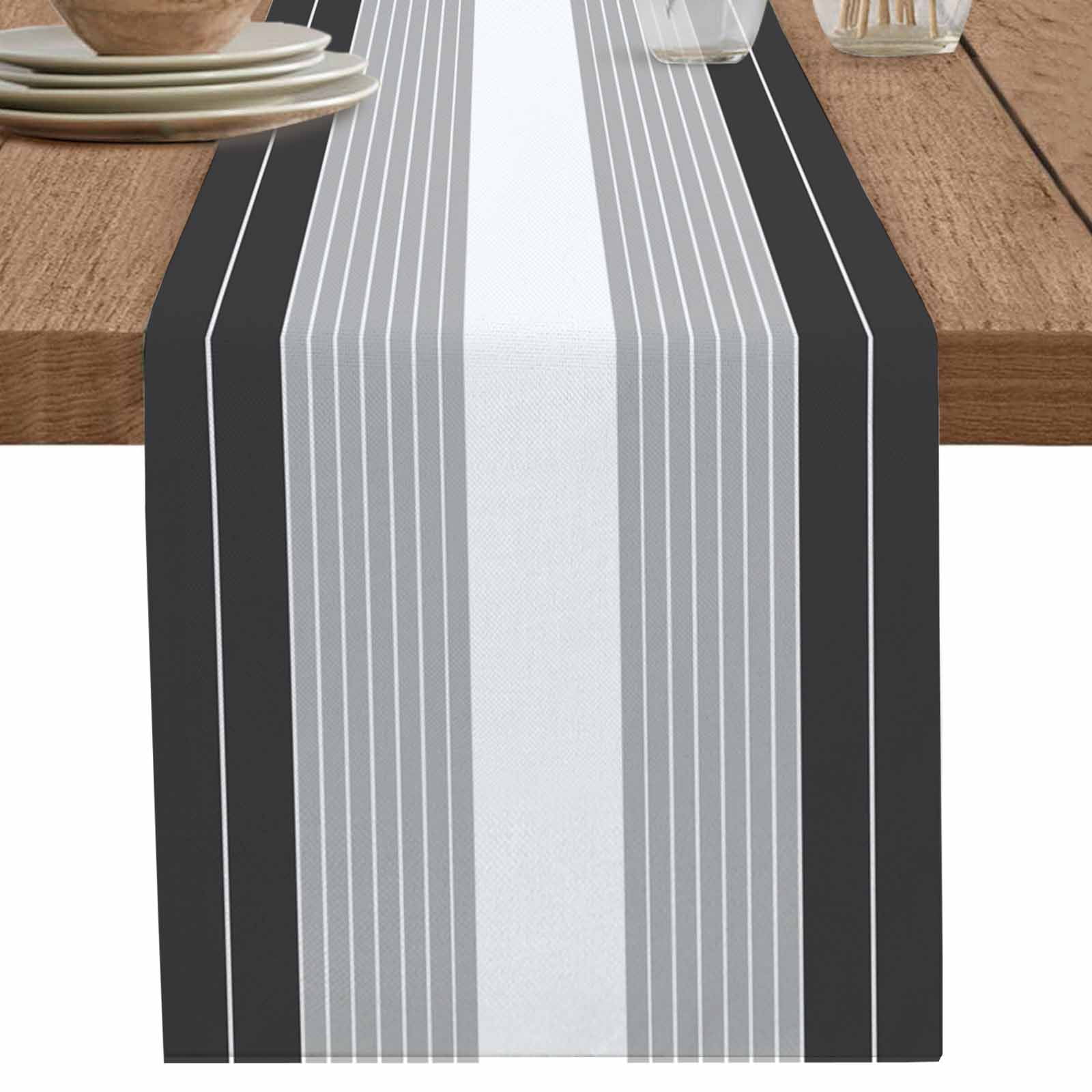 nqOlkjepod Black Grey Stripe Table Runner 72 Inches Long Farmhouse ...