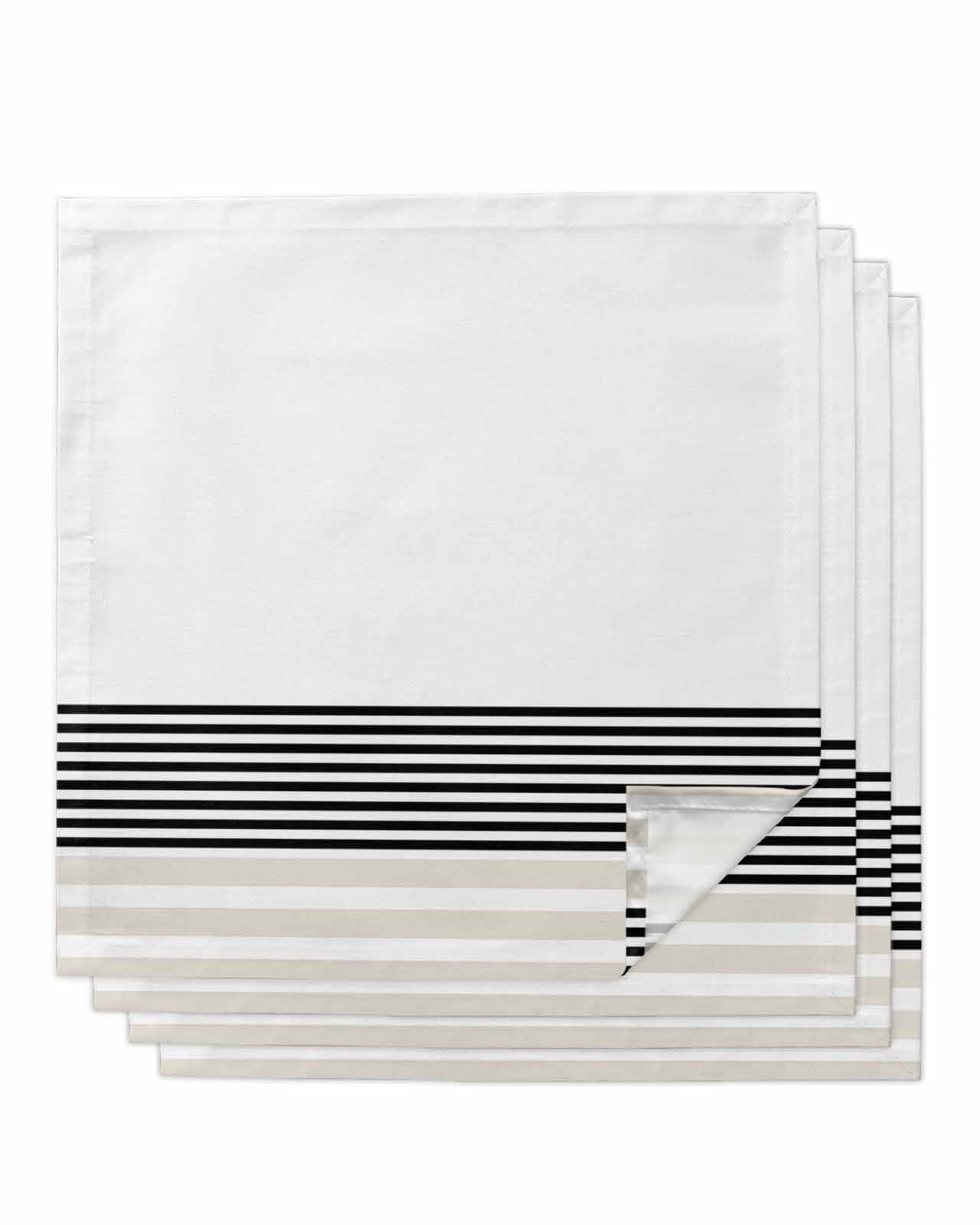 nqOlkjepod Black Grey Striped Cloth Napkins Set of 4 Reusable Dinner ...