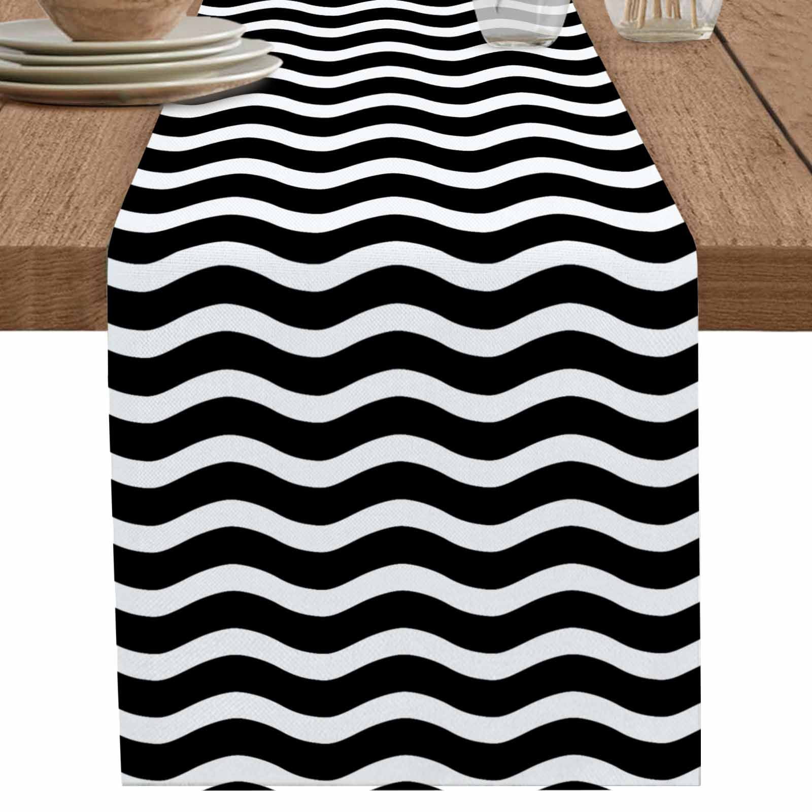 nqOlkjepod Black Moire Ombre Table Runner 72 Inches Long Farmhouse ...