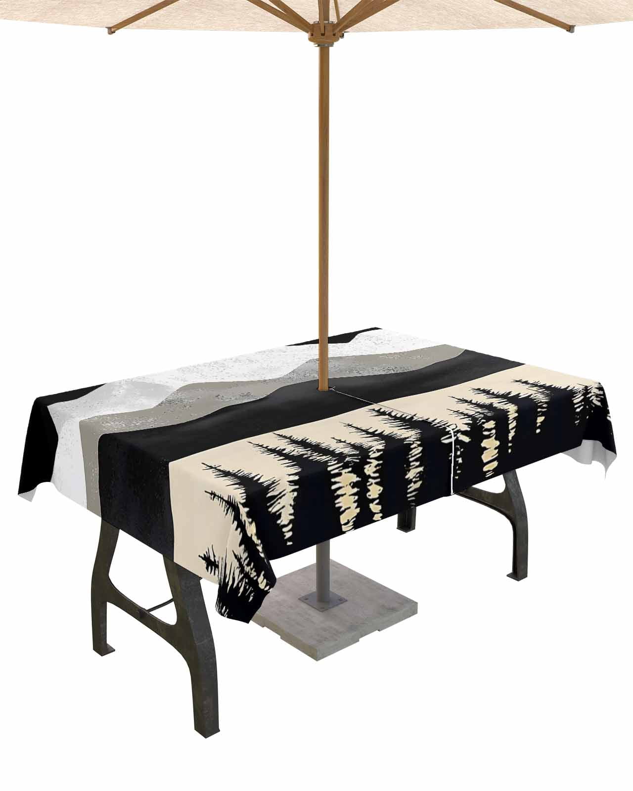 nqOlkjepod Black Mountain Outdoor Tablecloth with Umbrella Hole ...