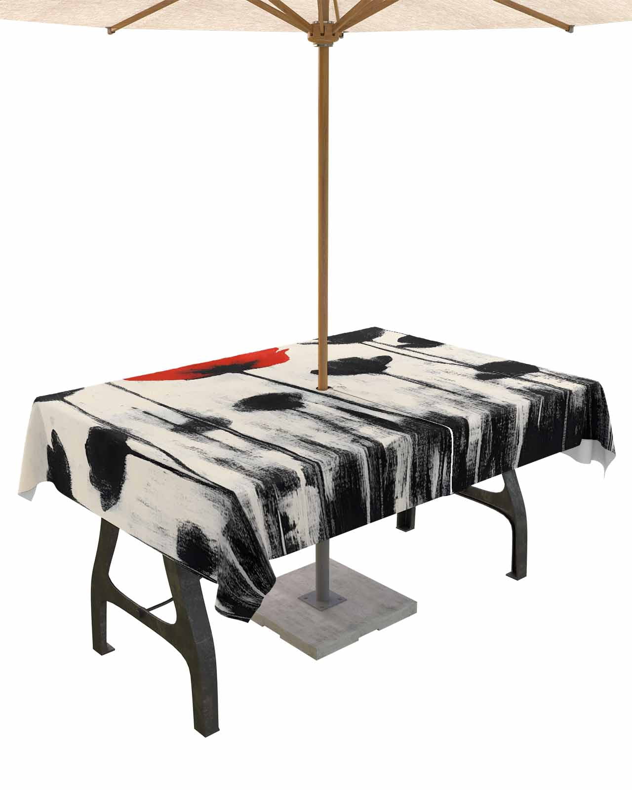 nqOlkjepod Black Red Flowers Outdoor Tablecloth with Umbrella Hole ...