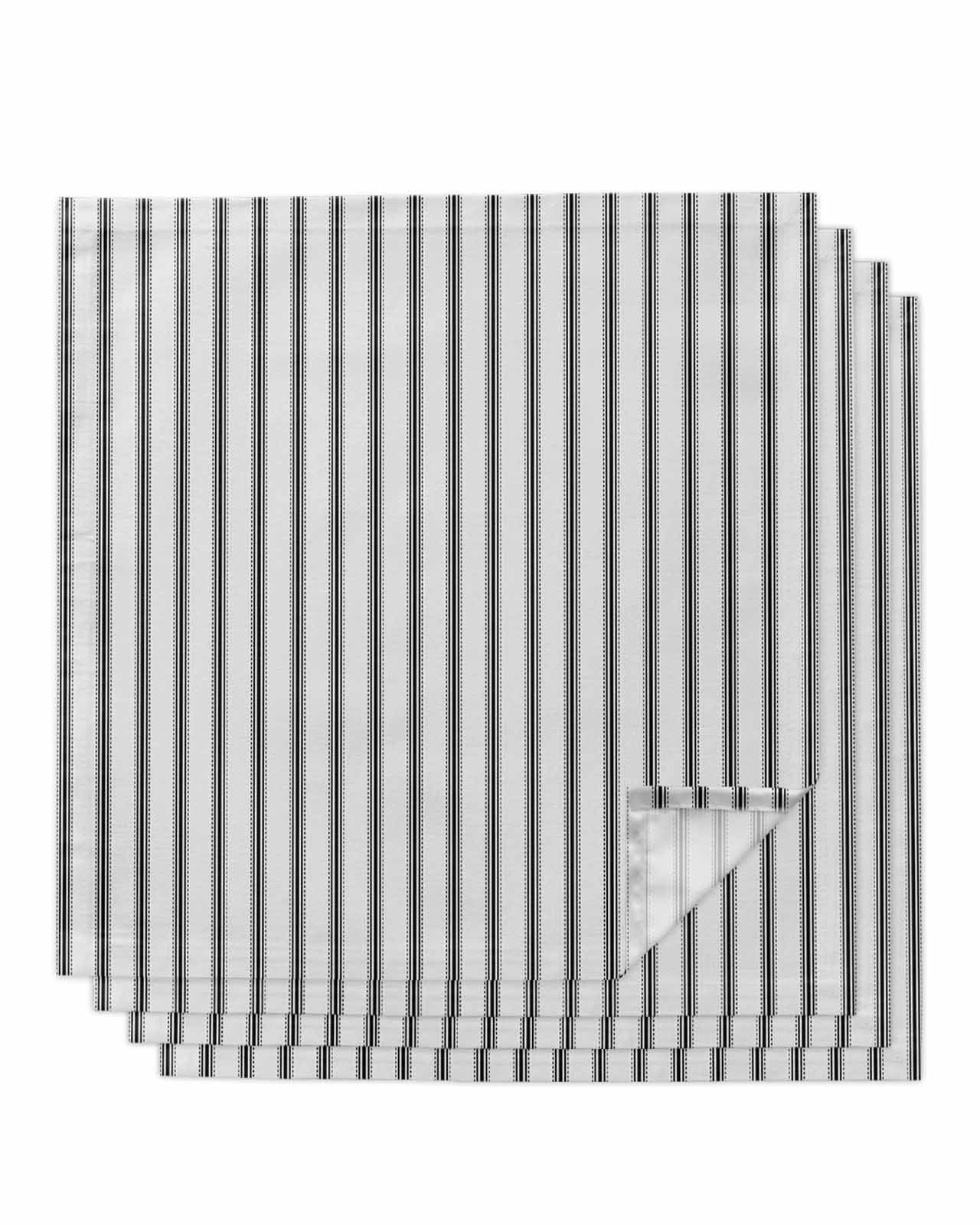 nqOlkjepod Black Striped Cloth Napkins Set of 4 Reusable Dinner Napkins ...