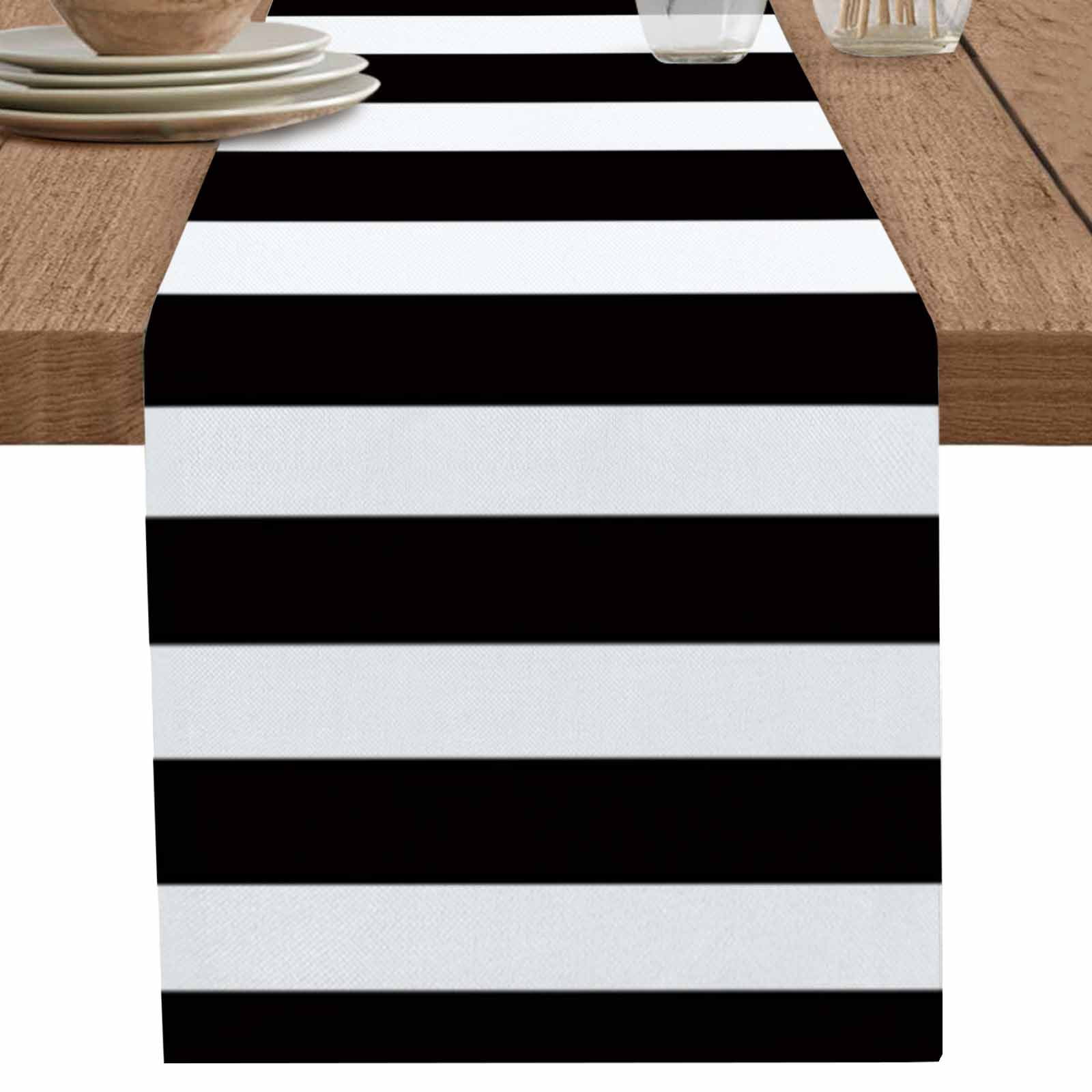 nqOlkjepod Black Striped Table Runner 70 Inches Long Farmhouse Dress ...