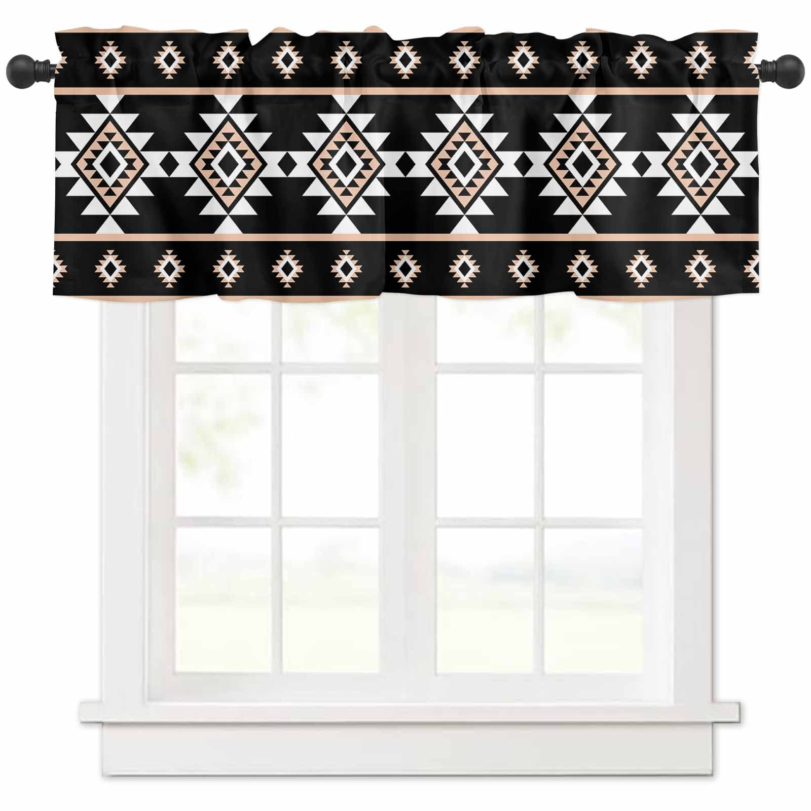 nqOlkjepod Black White Boho Farmhouse Short Window Curtain Valances ...