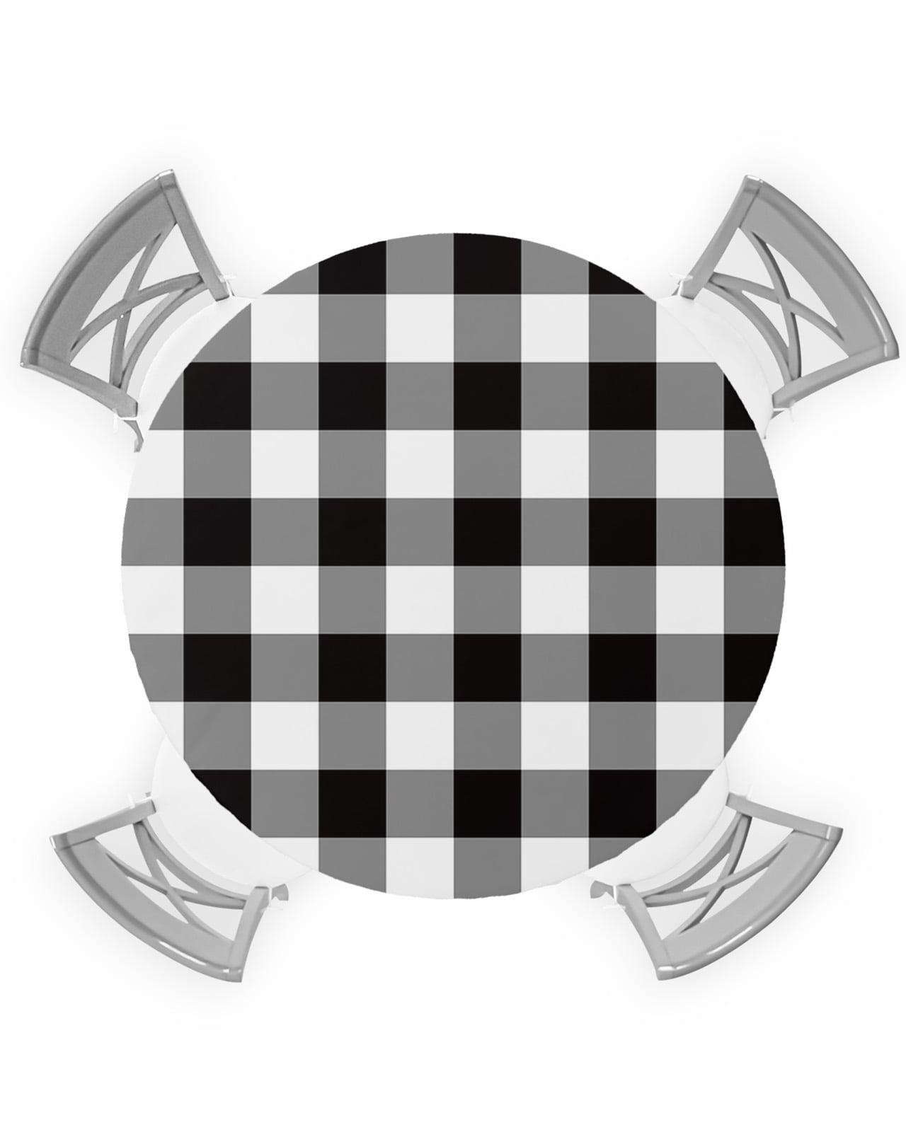 nqOlkjepod Black and White Checkered Round Tablecloth, Fitted Table ...