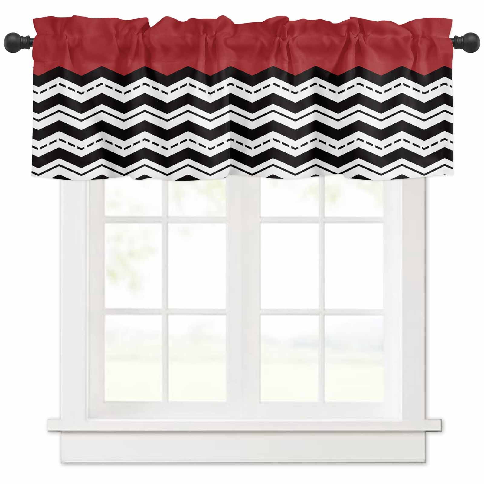 nqOlkjepod Black White Chevron Farmhouse Short Window Curtain Valances ...
