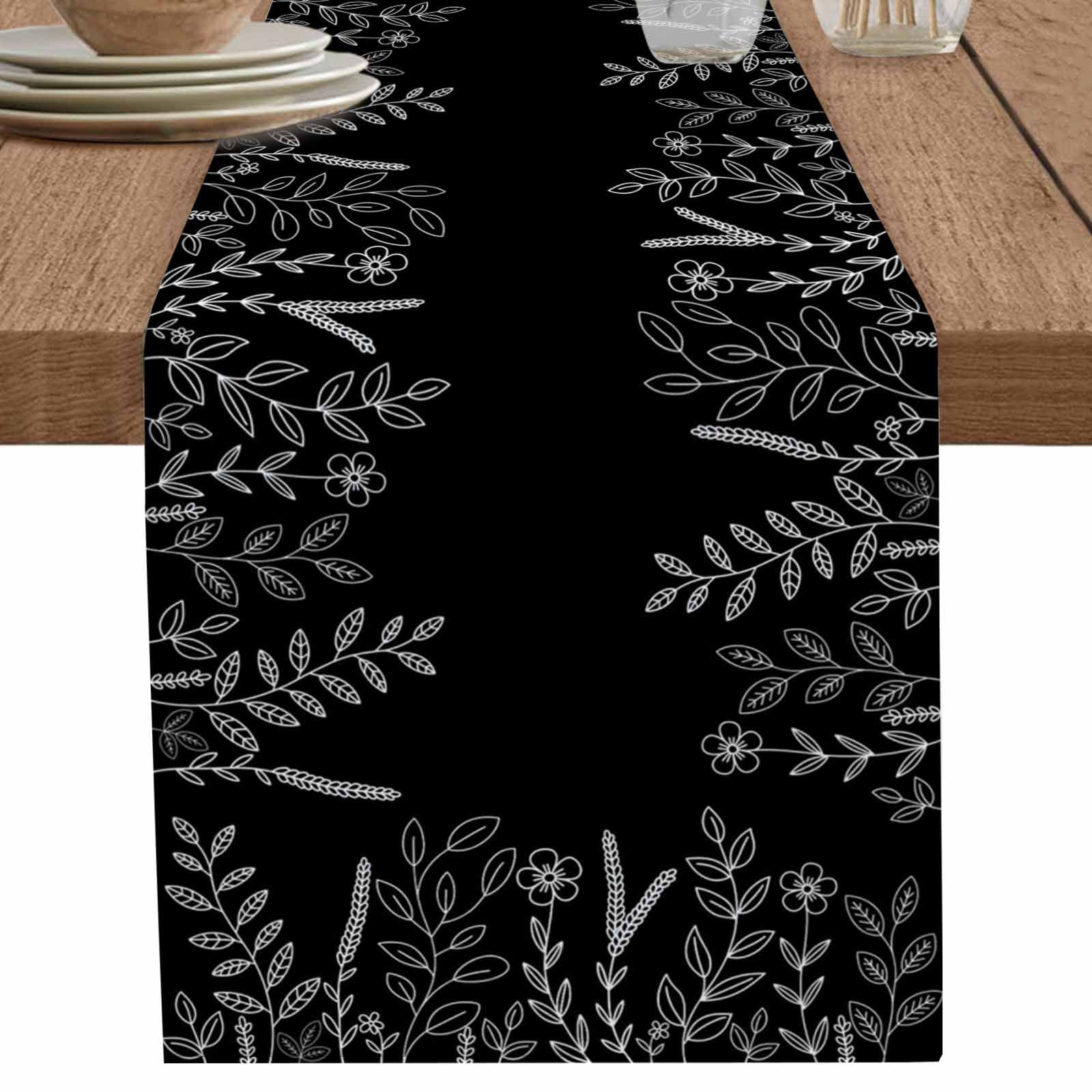 nqOlkjepod Black White Fall Table Runner 72 Inches Long Farmhouse Dress ...