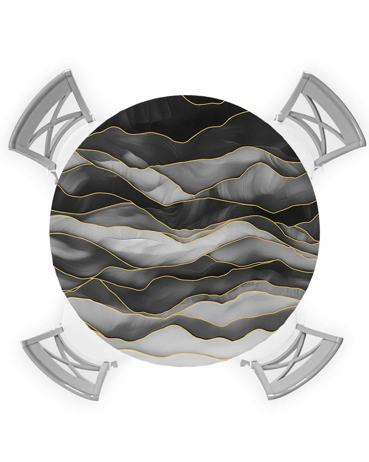 nqOlkjepod Black White Marble Round Tablecloth, Fitted Table Cover with ...