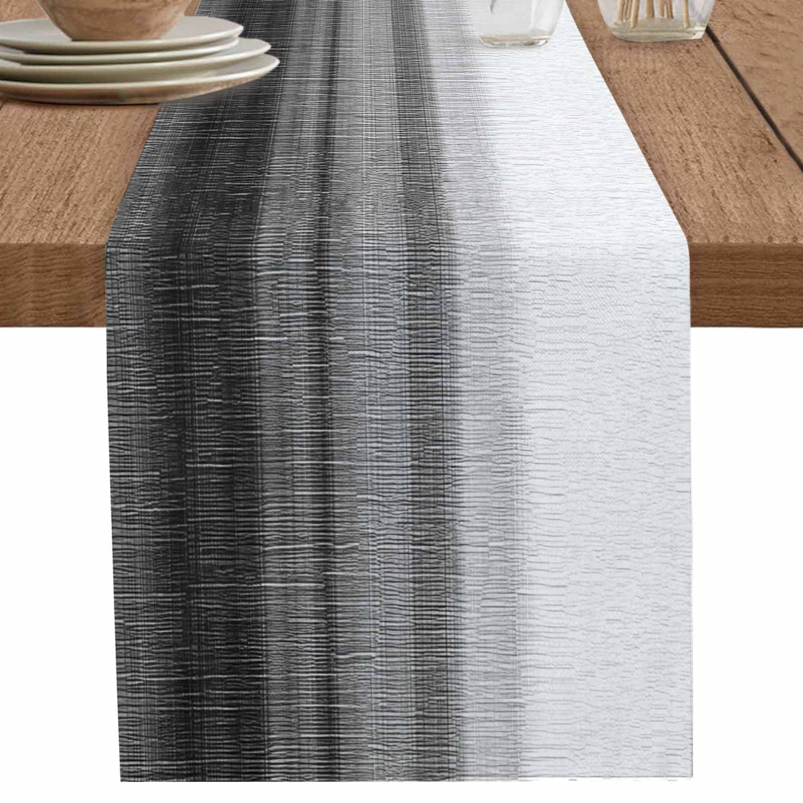 nqOlkjepod Black White Ombre Table Runner 72 Inches Long Farmhouse ...