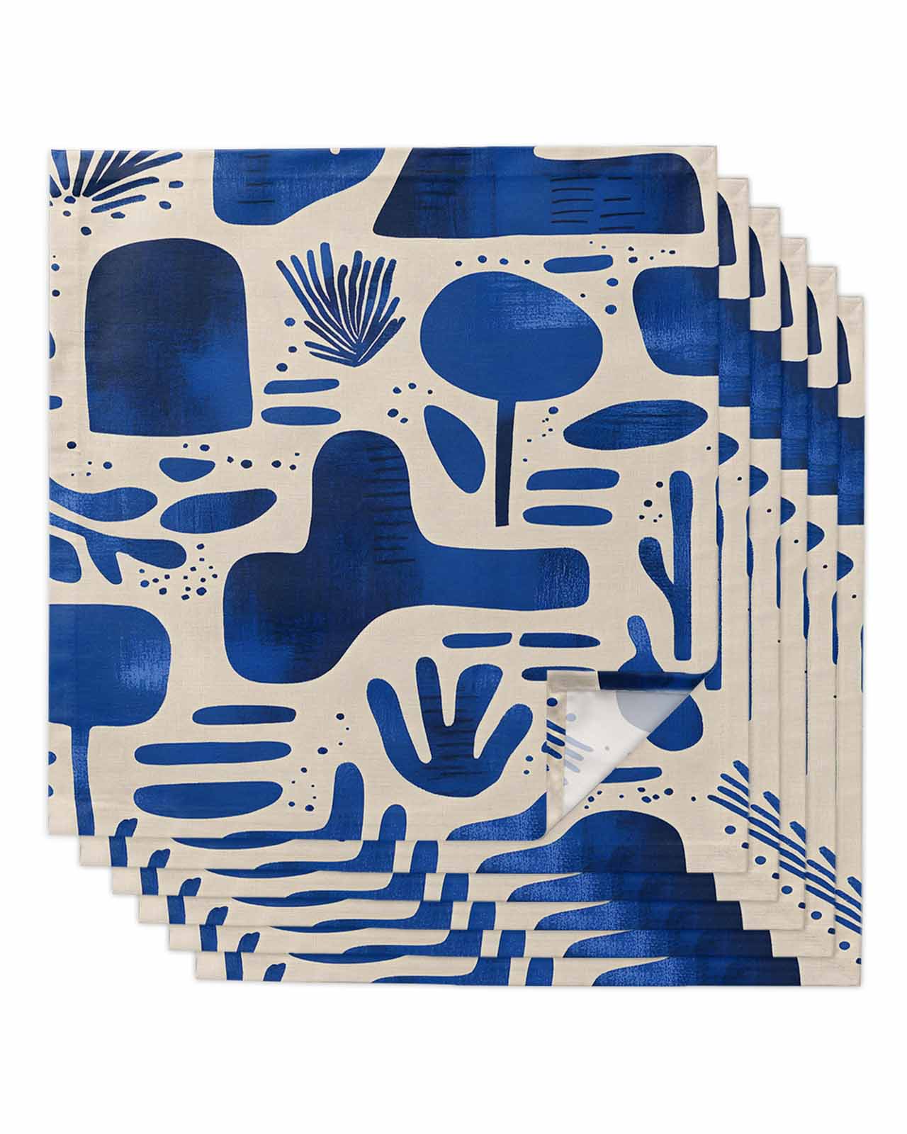 nqOlkjepod Blue Abstract Art Cloth Napkins Set of 6 Reusable Dinner ...