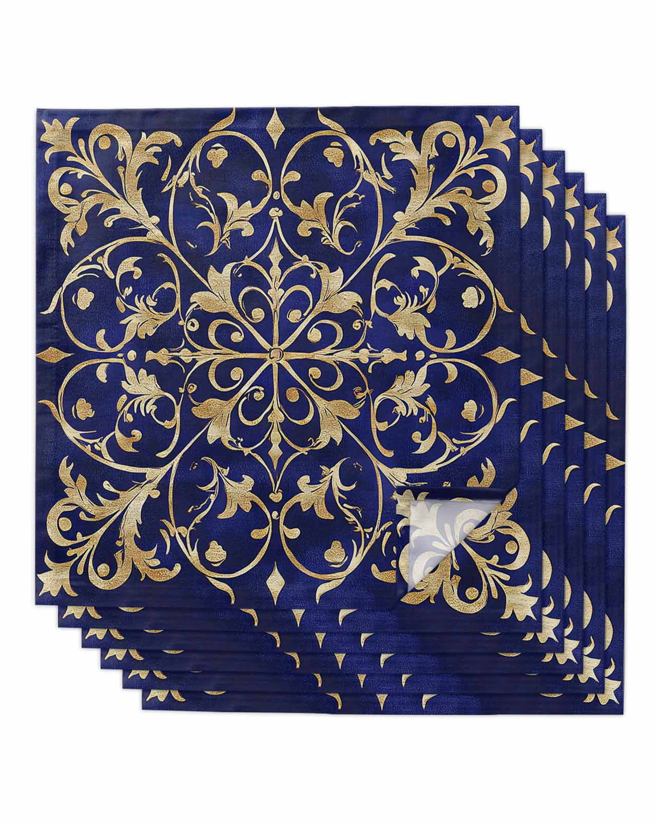 nqOlkjepod Blue Abstract Art Cloth Napkins Set of 6 Reusable Dinner ...
