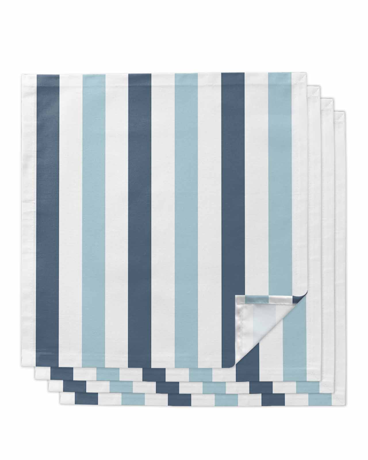 nqOlkjepod Blue Aqua Striped Cloth Napkins Set of 4 Reusable Dinner ...