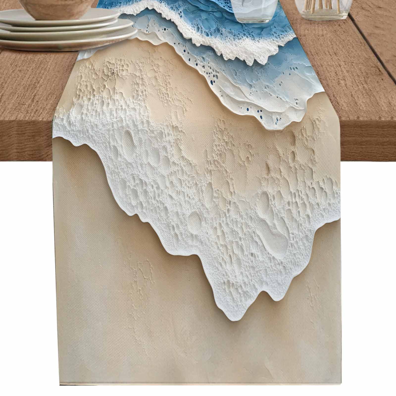 nqOlkjepod Blue Beach Coastal Table Runner 36 Inches Long Farmhouse Dress Scarves, Nautical ...