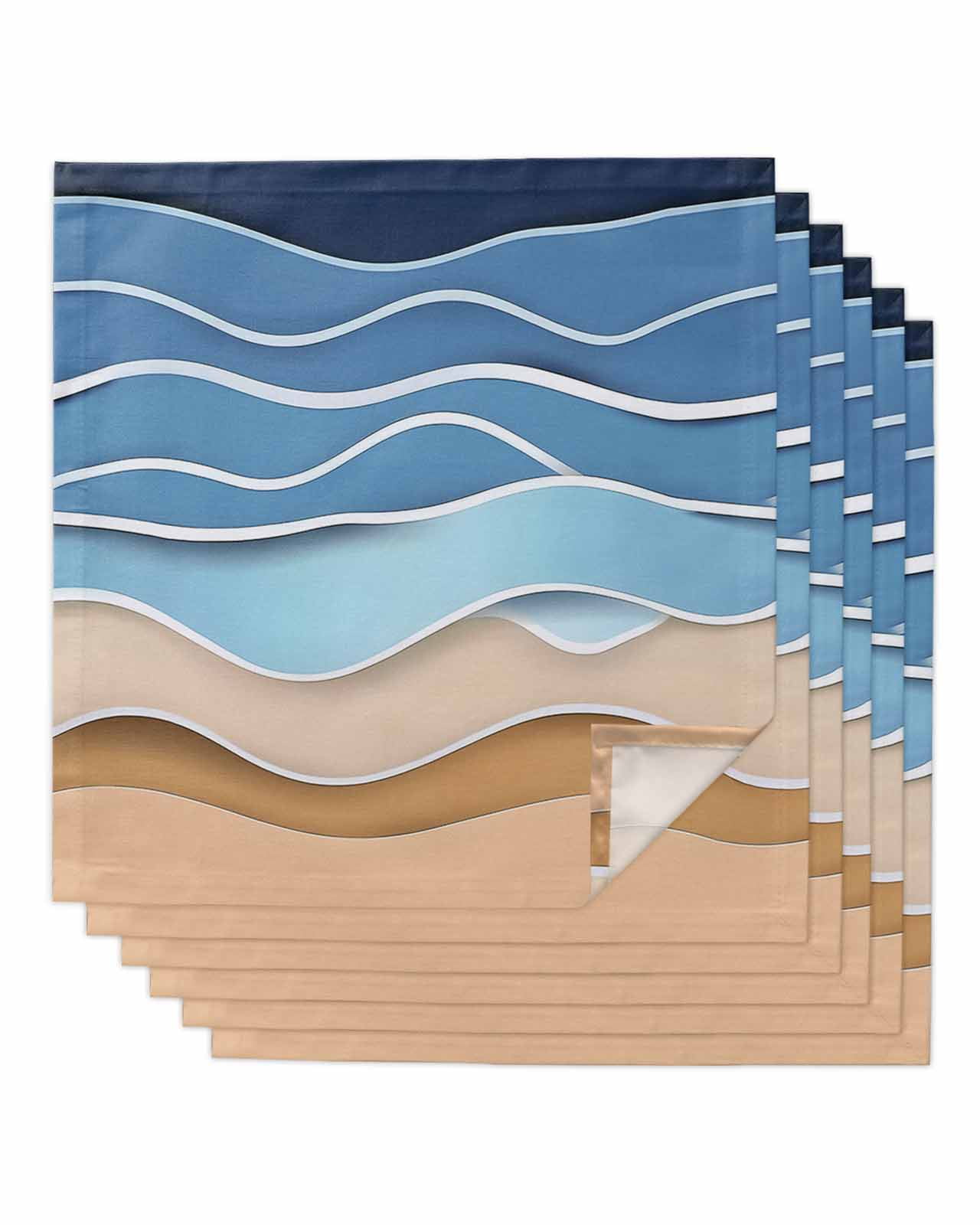 nqOlkjepod Blue Beige Ombre Cloth Napkins Set of 6 Reusable Dinner ...