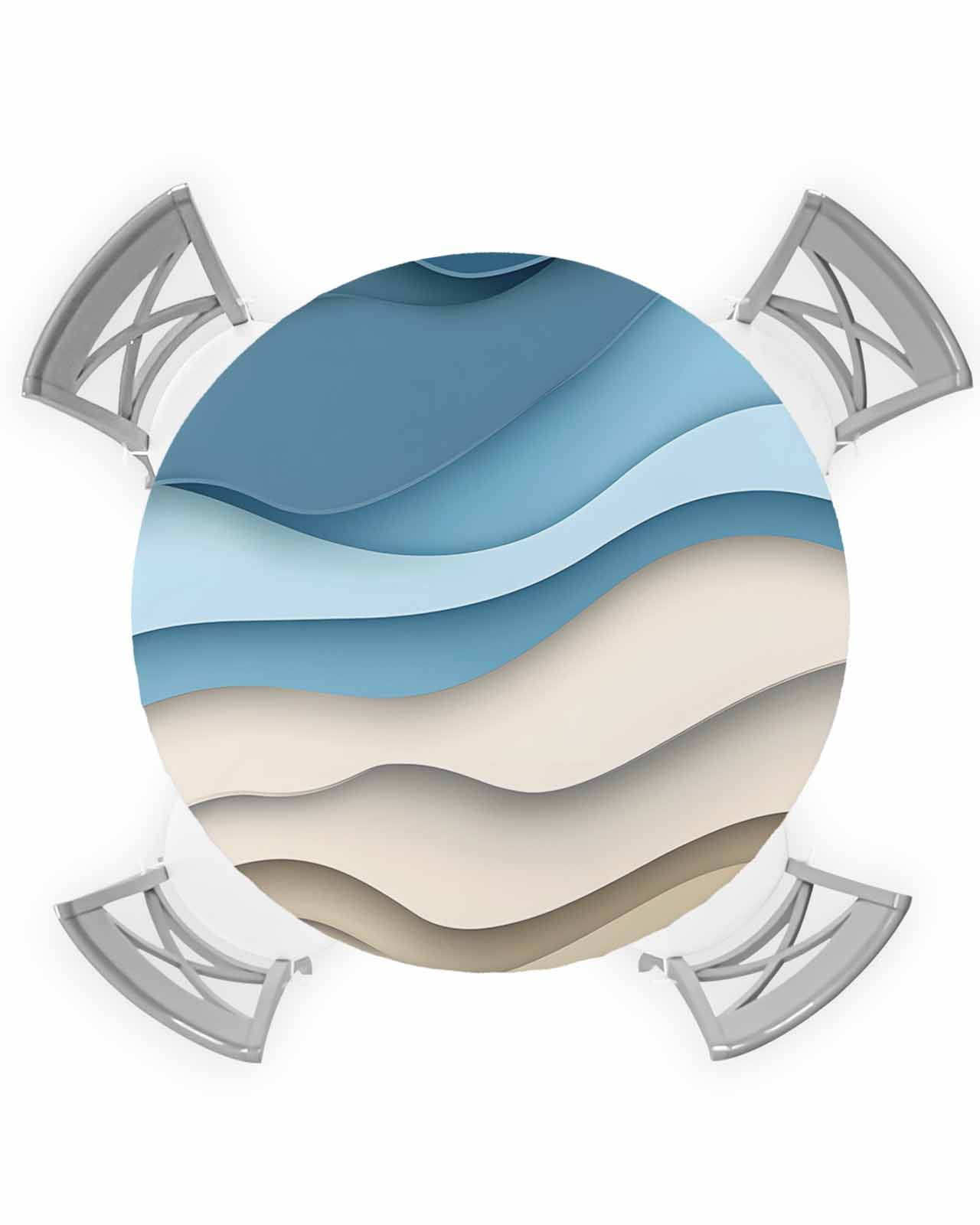 nqOlkjepod Blue Beige Ombre Round Tablecloth, Fitted Table Cover with ...